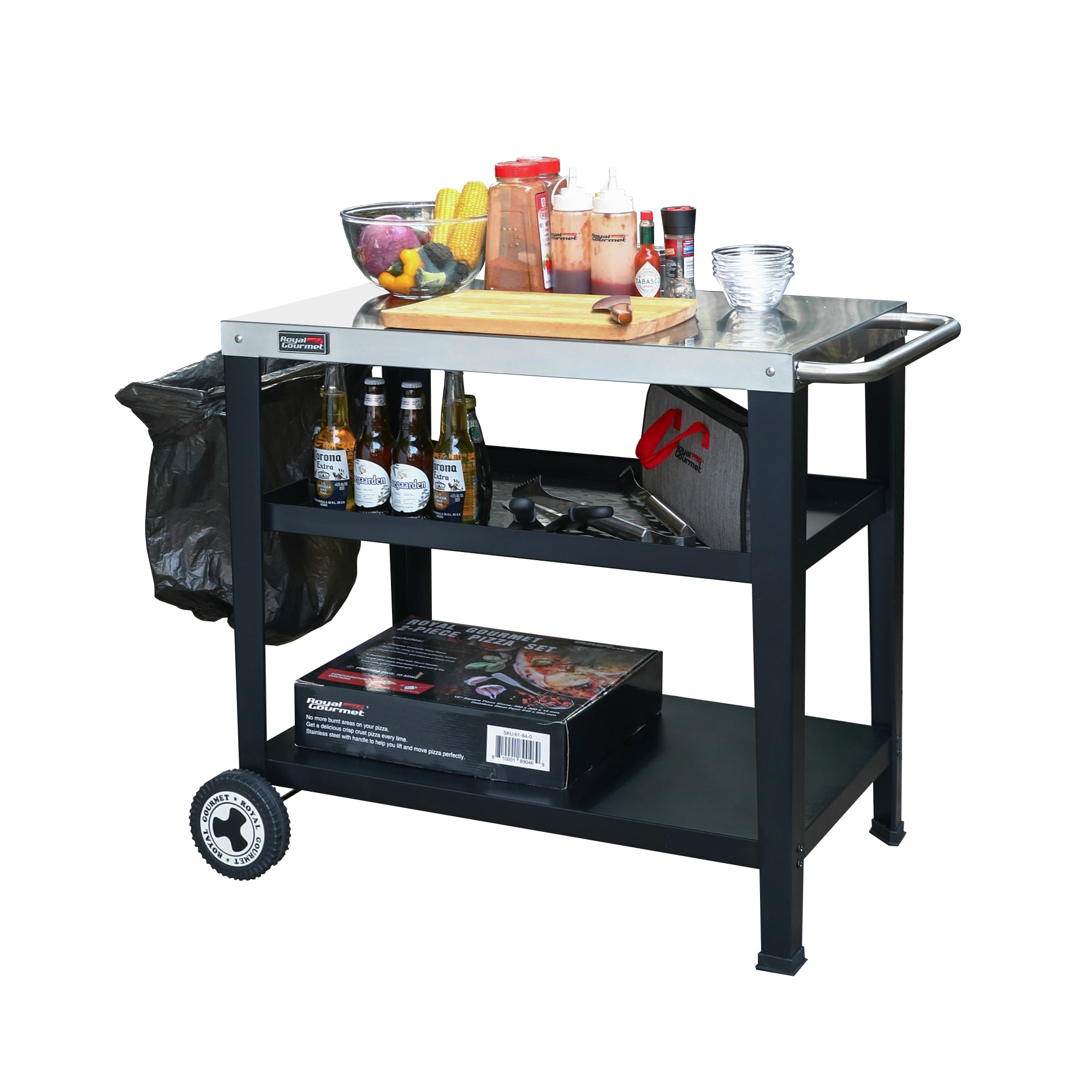 Royal Gourmet PC3404S Movable 3-Shelf Grill Table with Removable Trash ...
