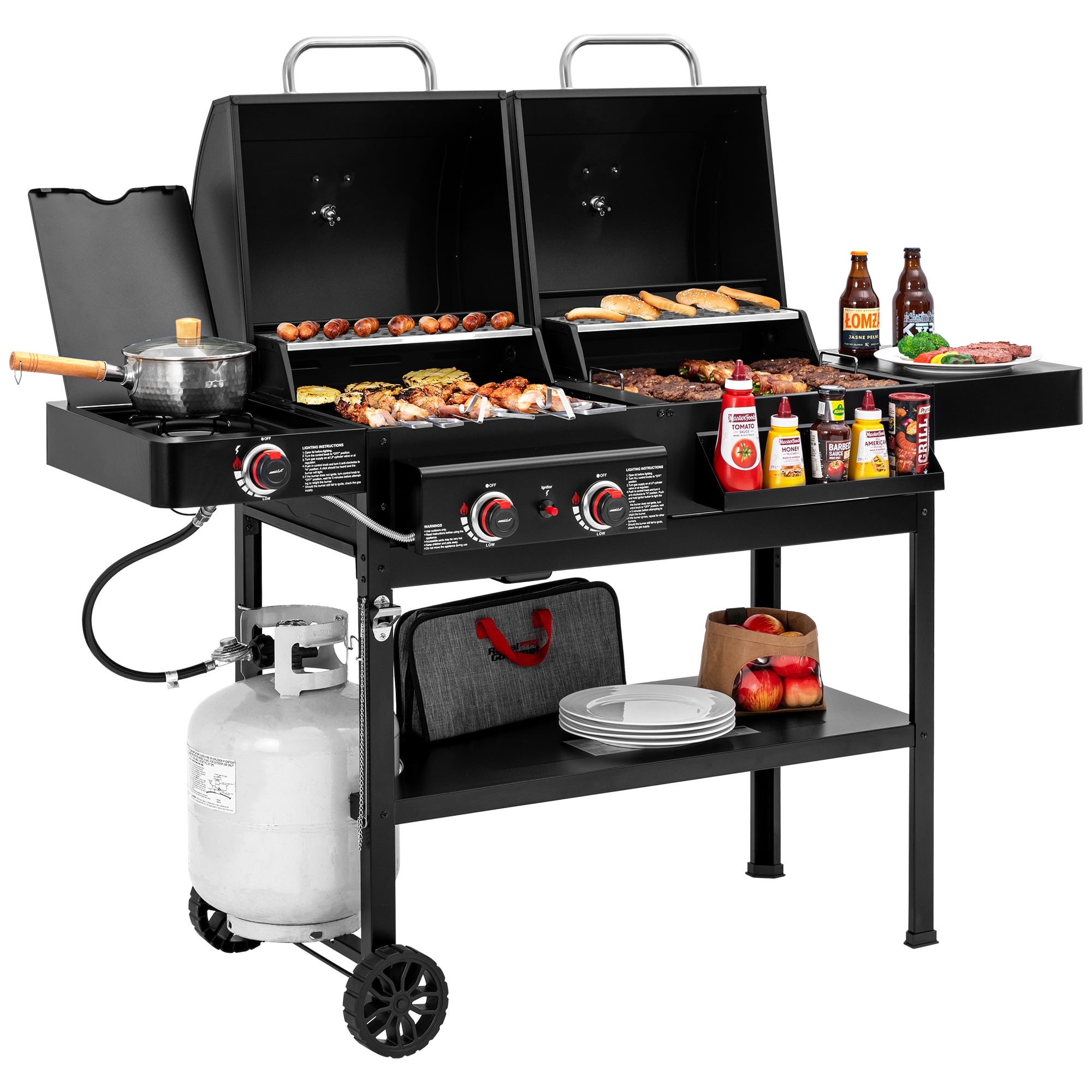 Royal Gourmet ZH3005 2-Burner Gas and Charcoal Combo Grill with Side ...