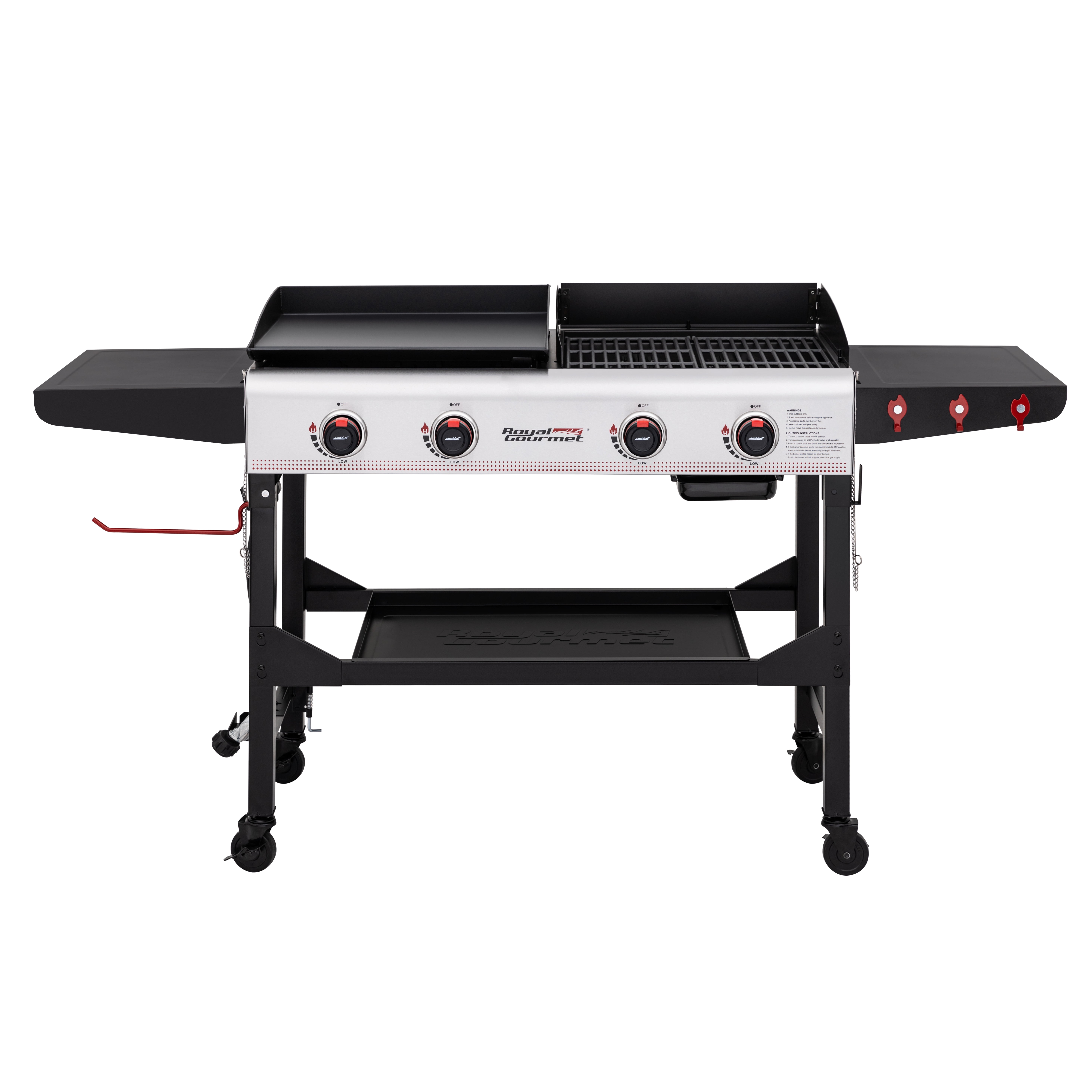 Royal Gourmet GD403 Outdoor 4-Burner Portable Combo Gas Grill & Griddle ...
