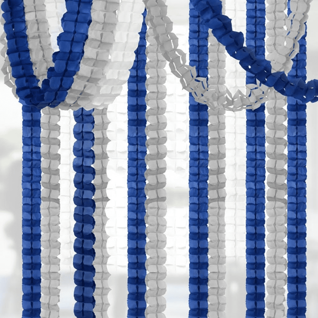 Royal Graduation 2025 Navy Blue & Silver Paper Streamer Garland - 12pcs ...
