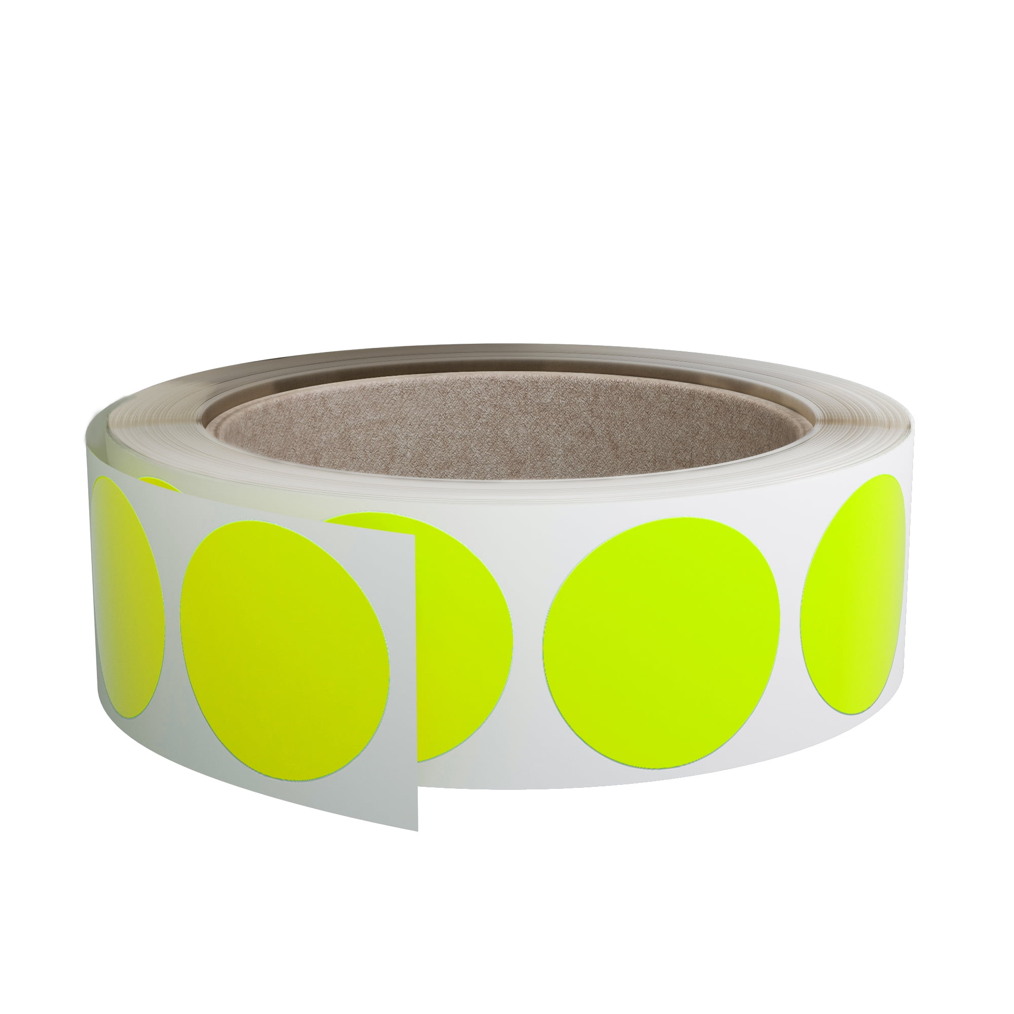 Royal Green 38mm 1.5 inch Roll of Labels Circle Stickers in Neon Yellow ...