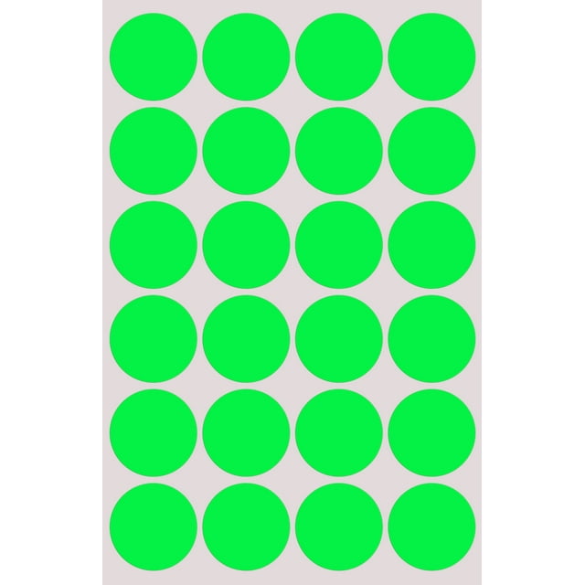 Royal Green Color Coding Labels Dot Circle - Round Stickers Neon Green ...