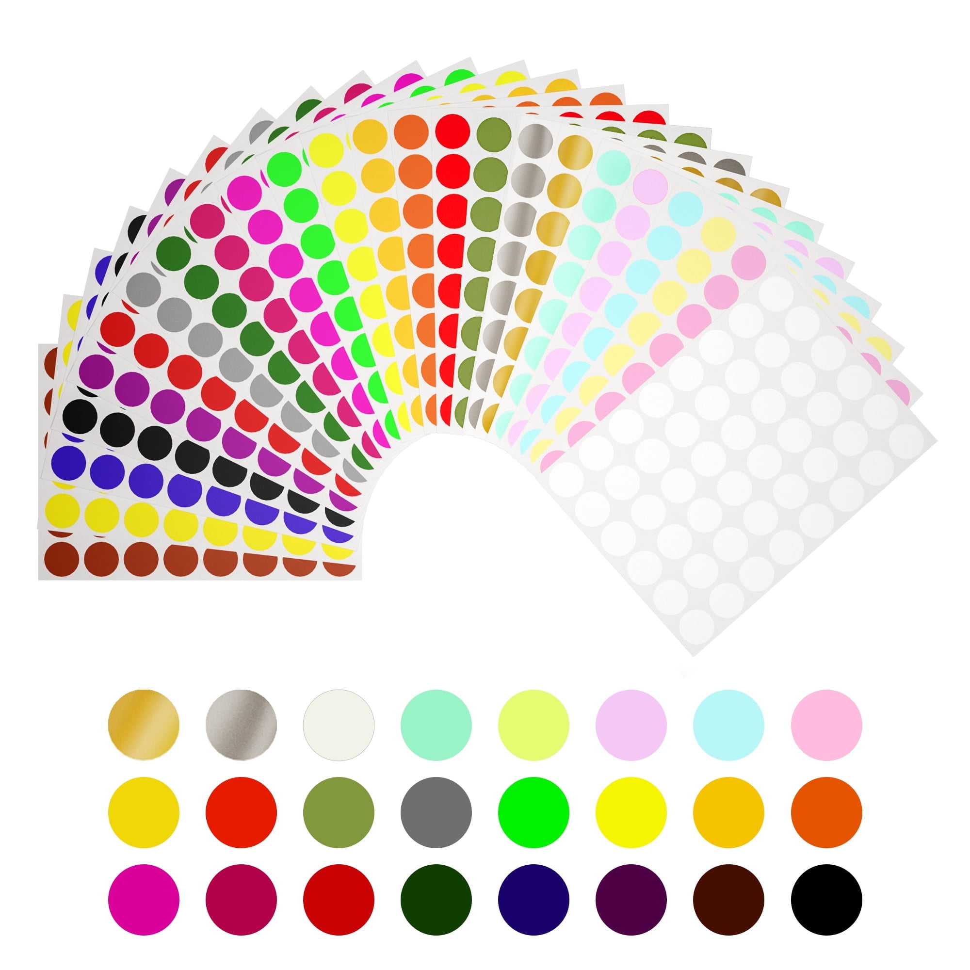 Large Bright Circle Stickers by Royal Green - 22 Rainbow Colors, 1760 ...