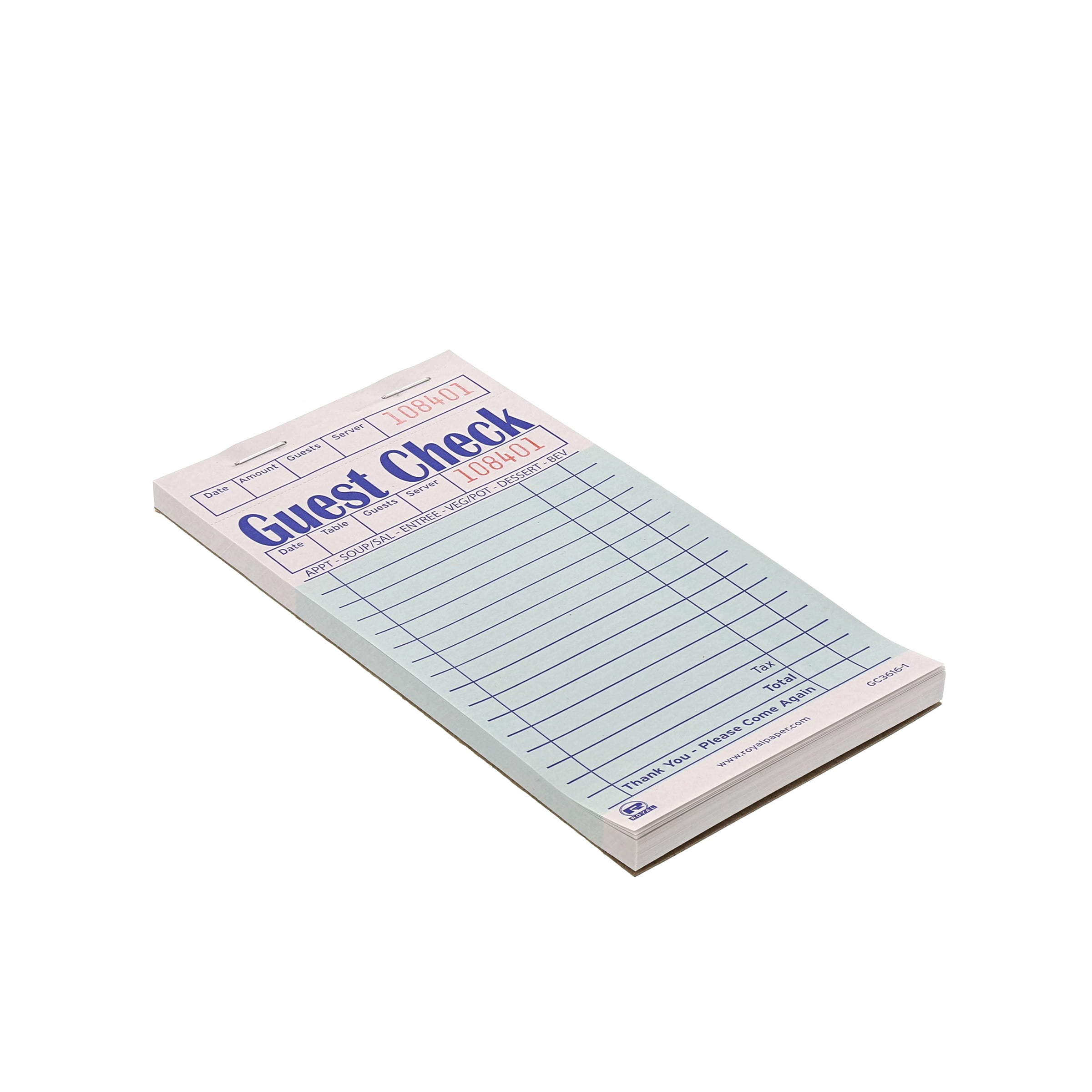 Royal Green Guest Check Paper, 1 Part Booked with 16 Lines, Case of 50 ...