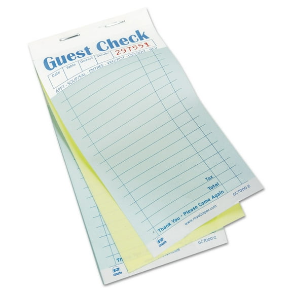 Royal Green Guest Check Paper, Interleaved Carbon 2 Part Booked, Case ...