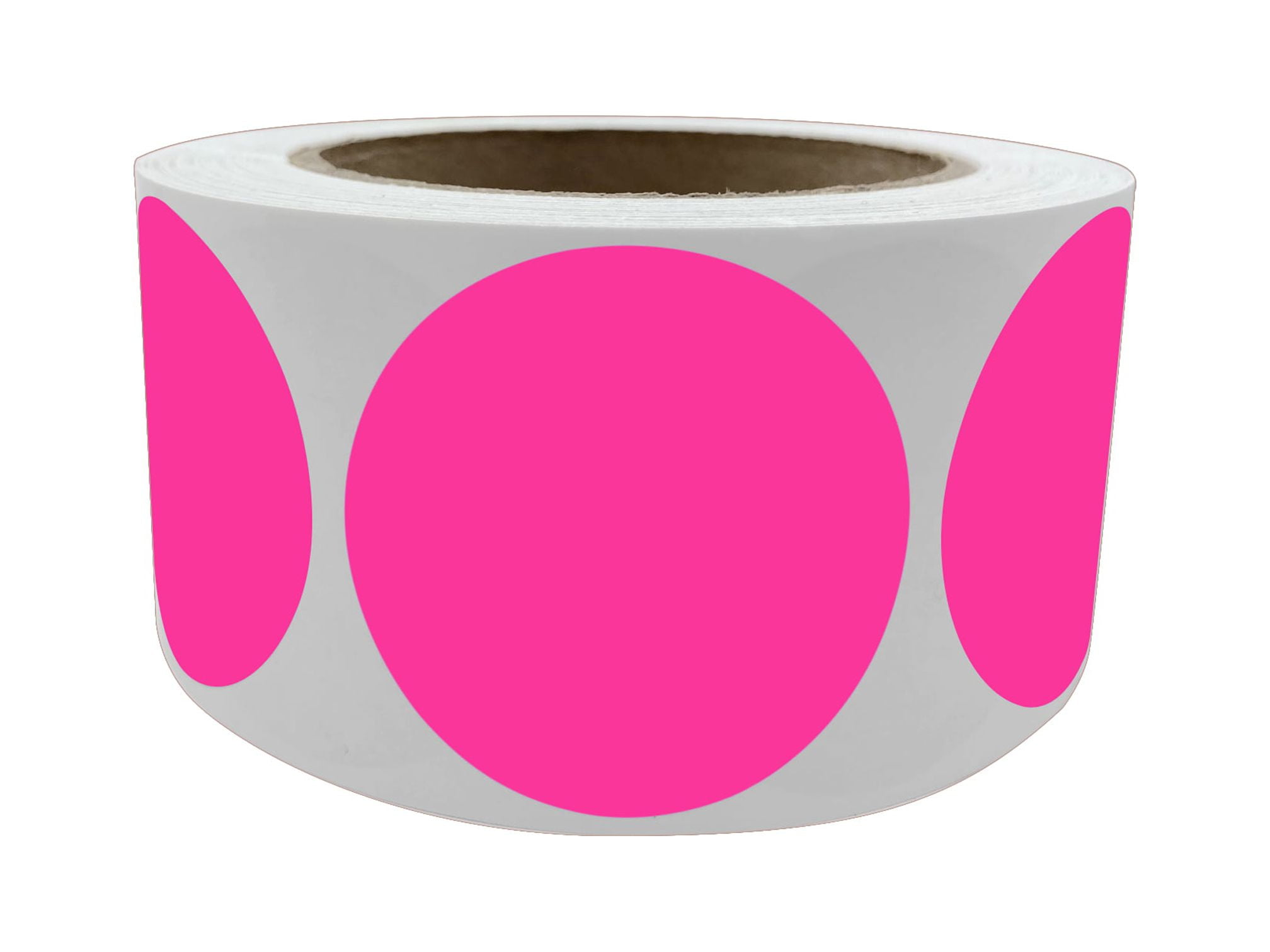 Royal Green Round Permanent Labels 3 inch Flourescent - Neon Pink ...