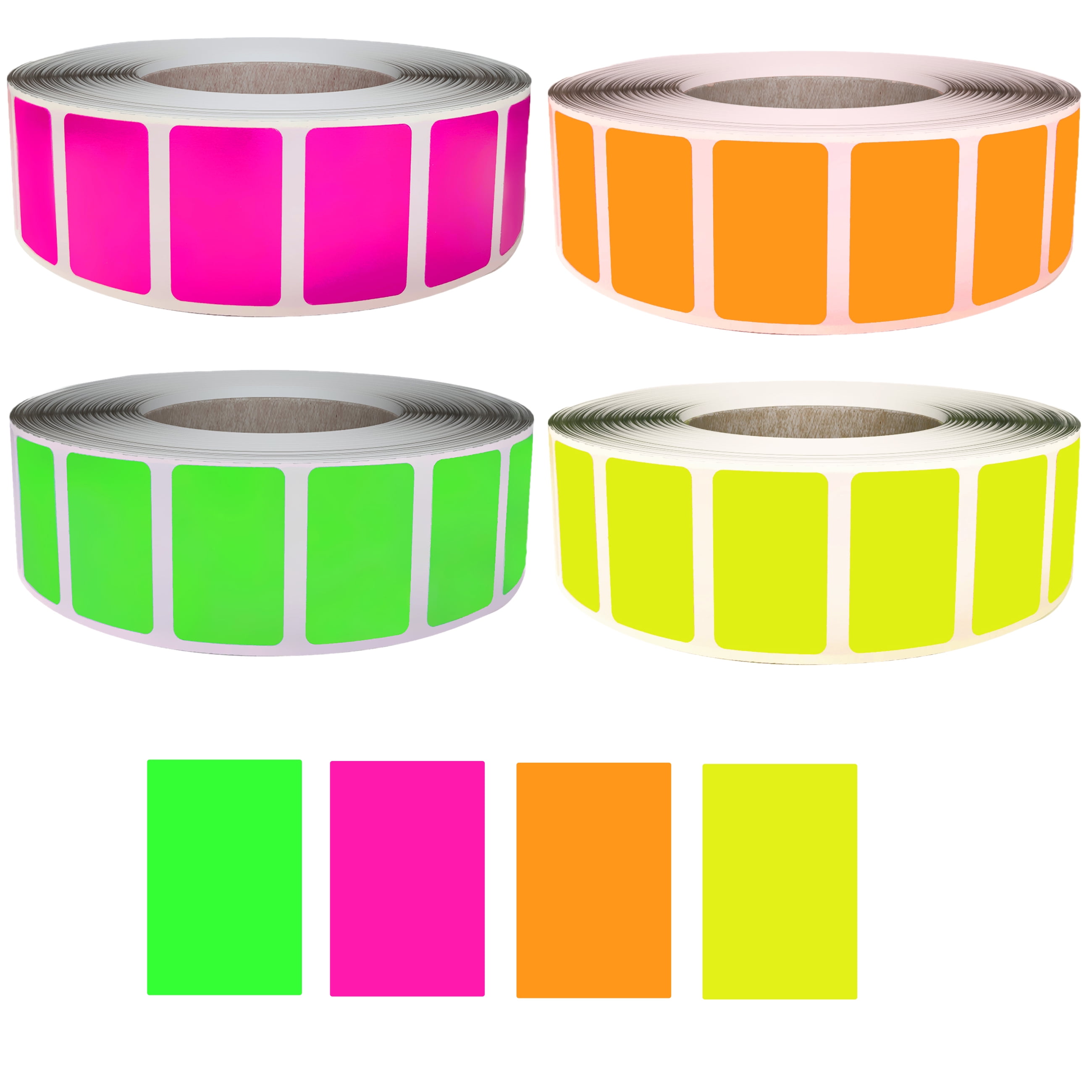 Royal Green Small Labels Rolls Removable Stickers in 4 Neon Colors (25 ...