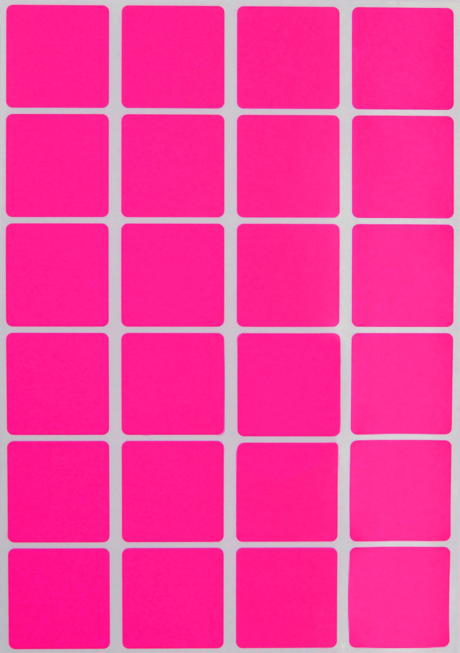 Royal Green Square Stickers for All Purpose in Neon Pink 1 inch (25mm ...