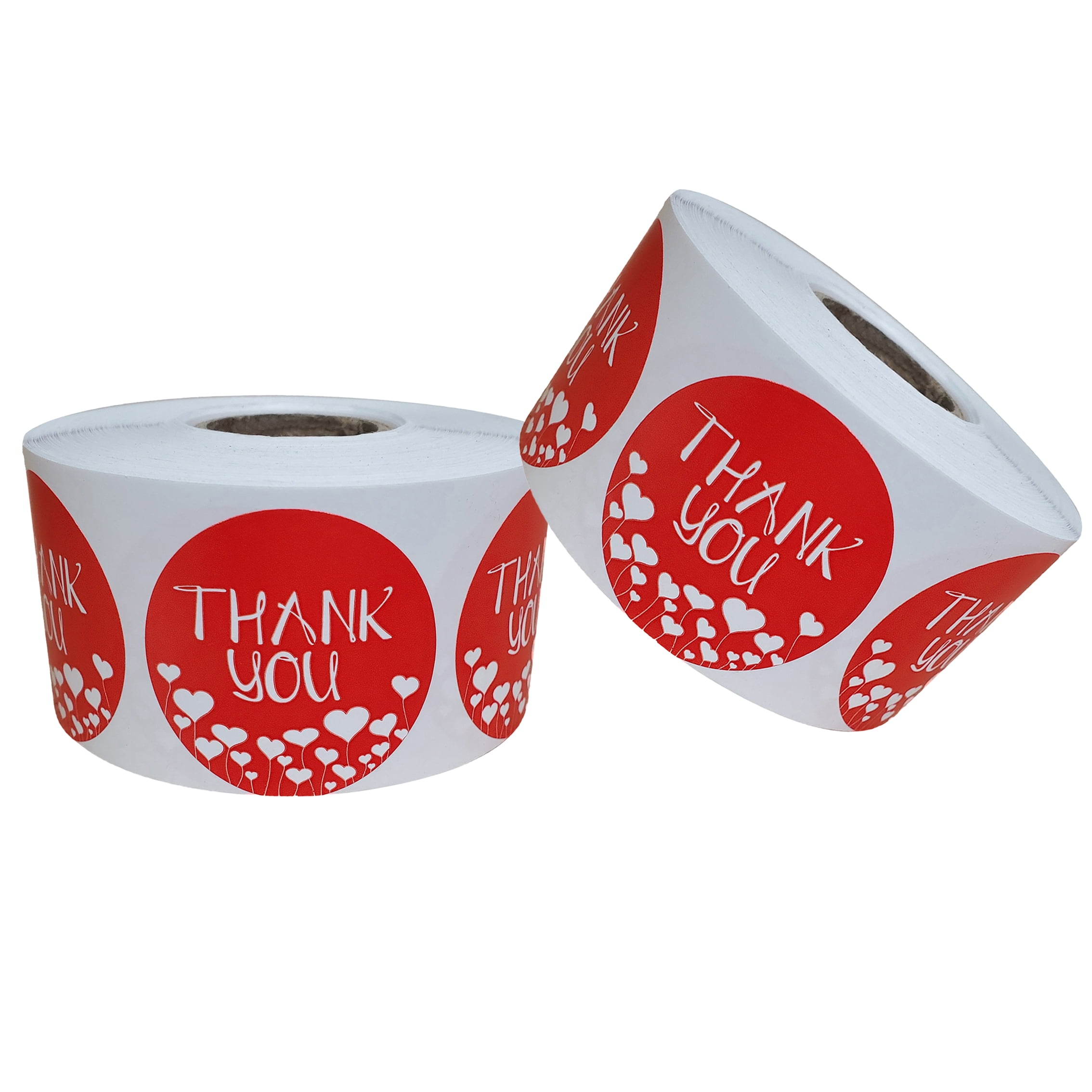 Royal Green Thank You Label Heart Sticker Roll 1.5 inch Red Sealing ...