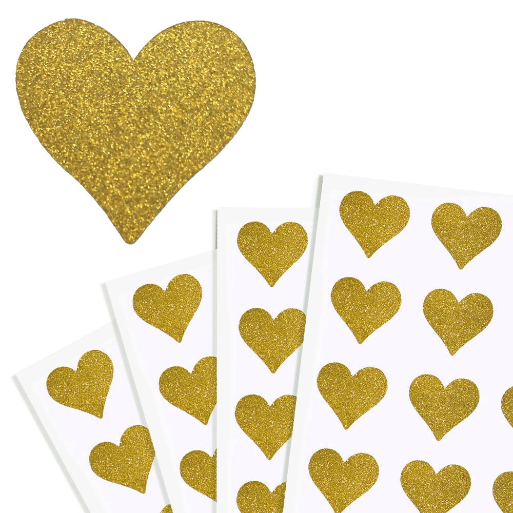 Royal Green Wedding Heart Stickers in Gold Glitter Envelope Seals for ...