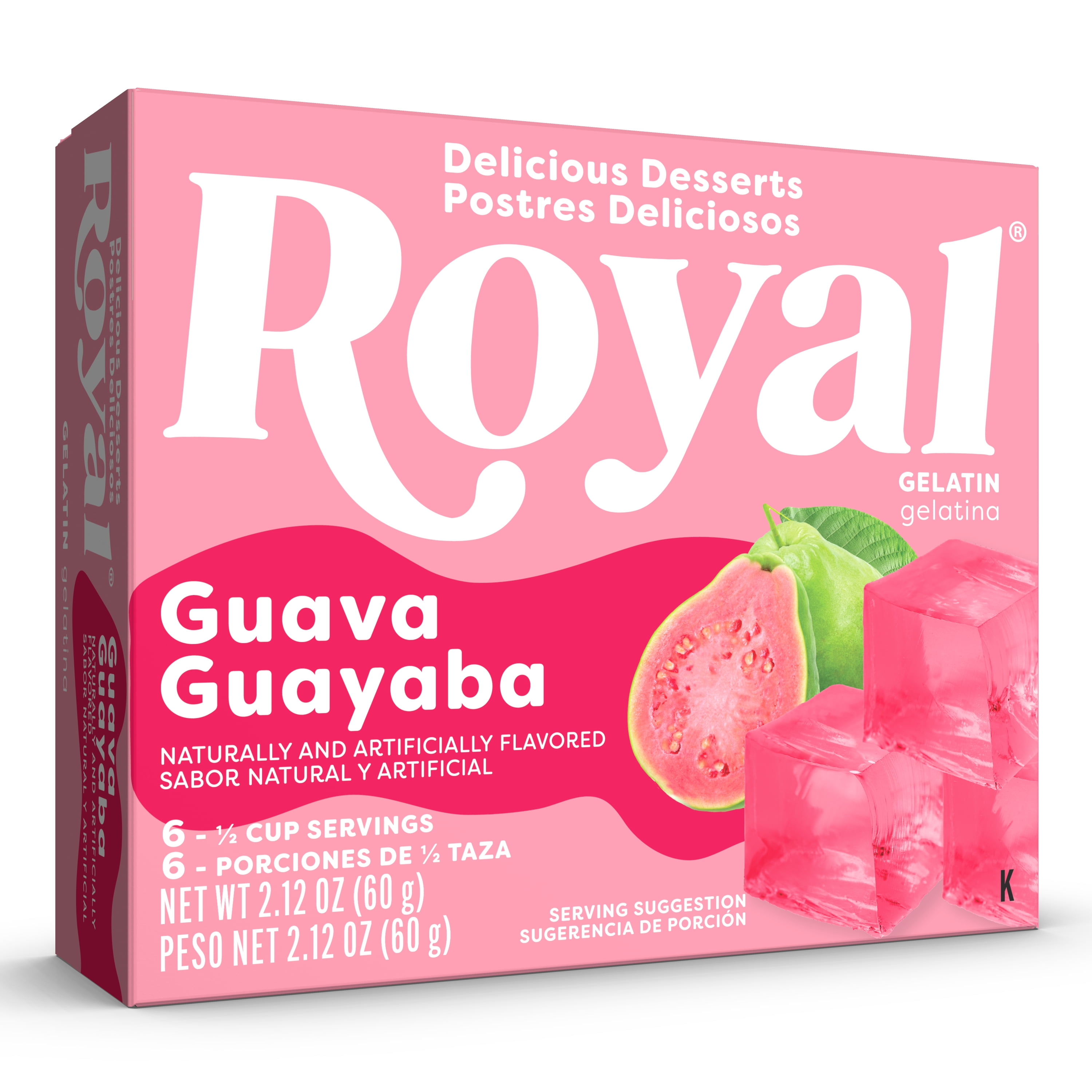Royal Guava Gelatin Dessert Mix, Fat-Free, 6 Servings, 2.12 oz Box ...