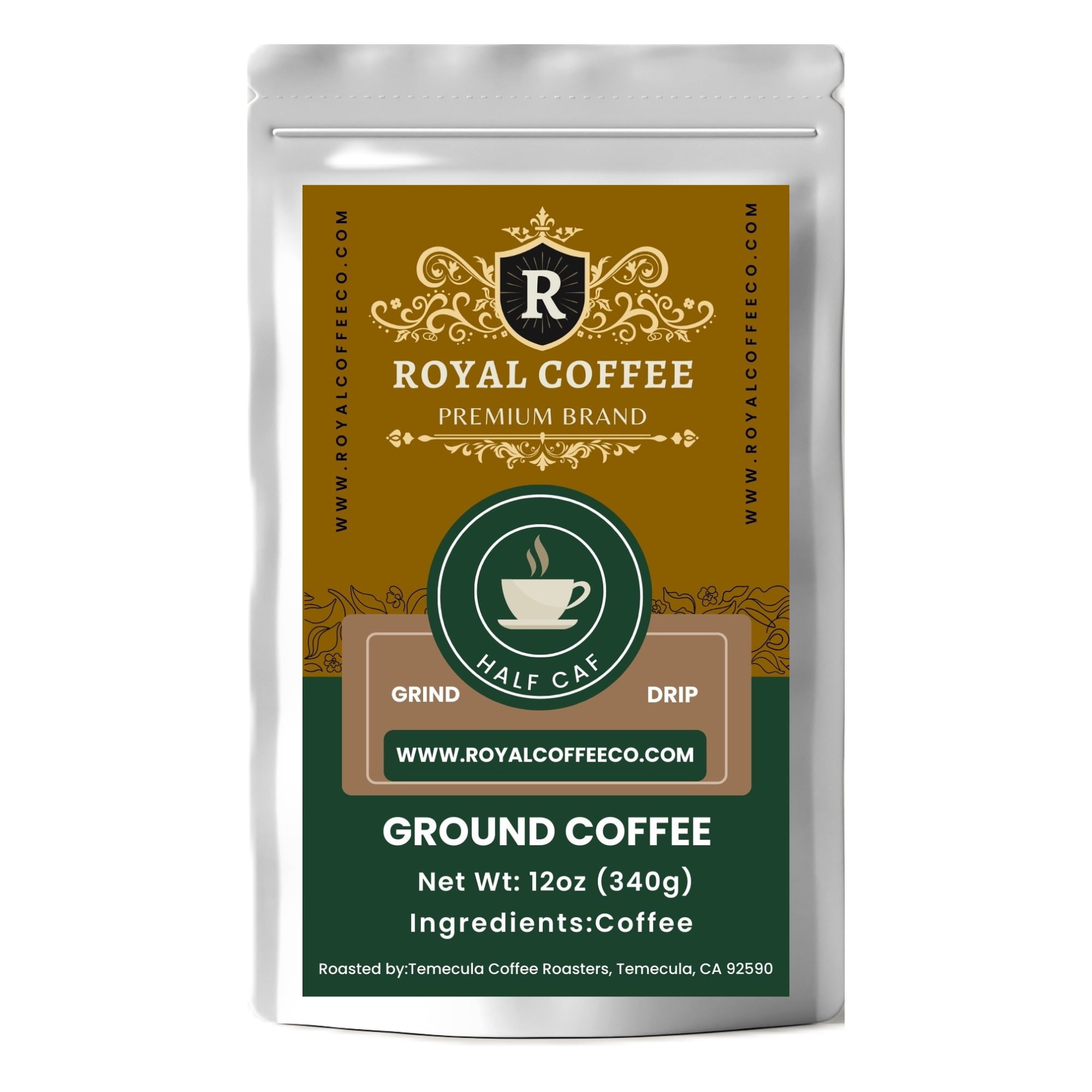 Royal Half Caffeine Fresh Roasted Coffee, (Half Caf) (Drip) - Walmart.com