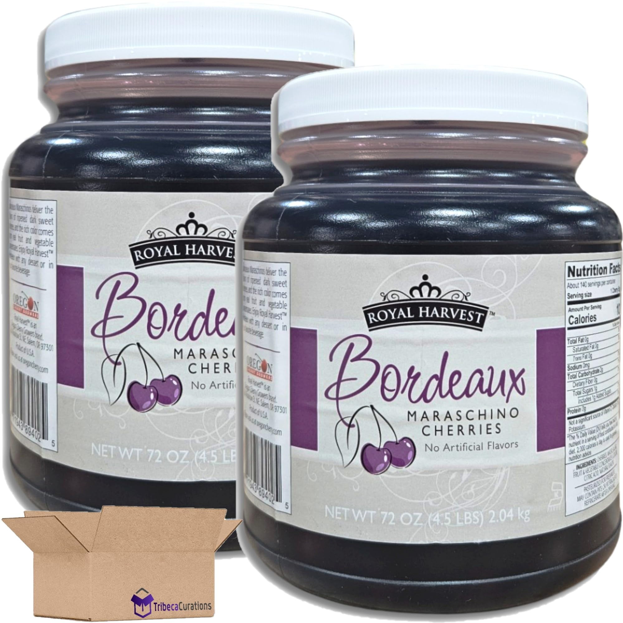 Royal Harvest Bordeaux Maraschino Cherries With Stems Value Pack | 72 Ounce Jar | Pack of 2 ...
