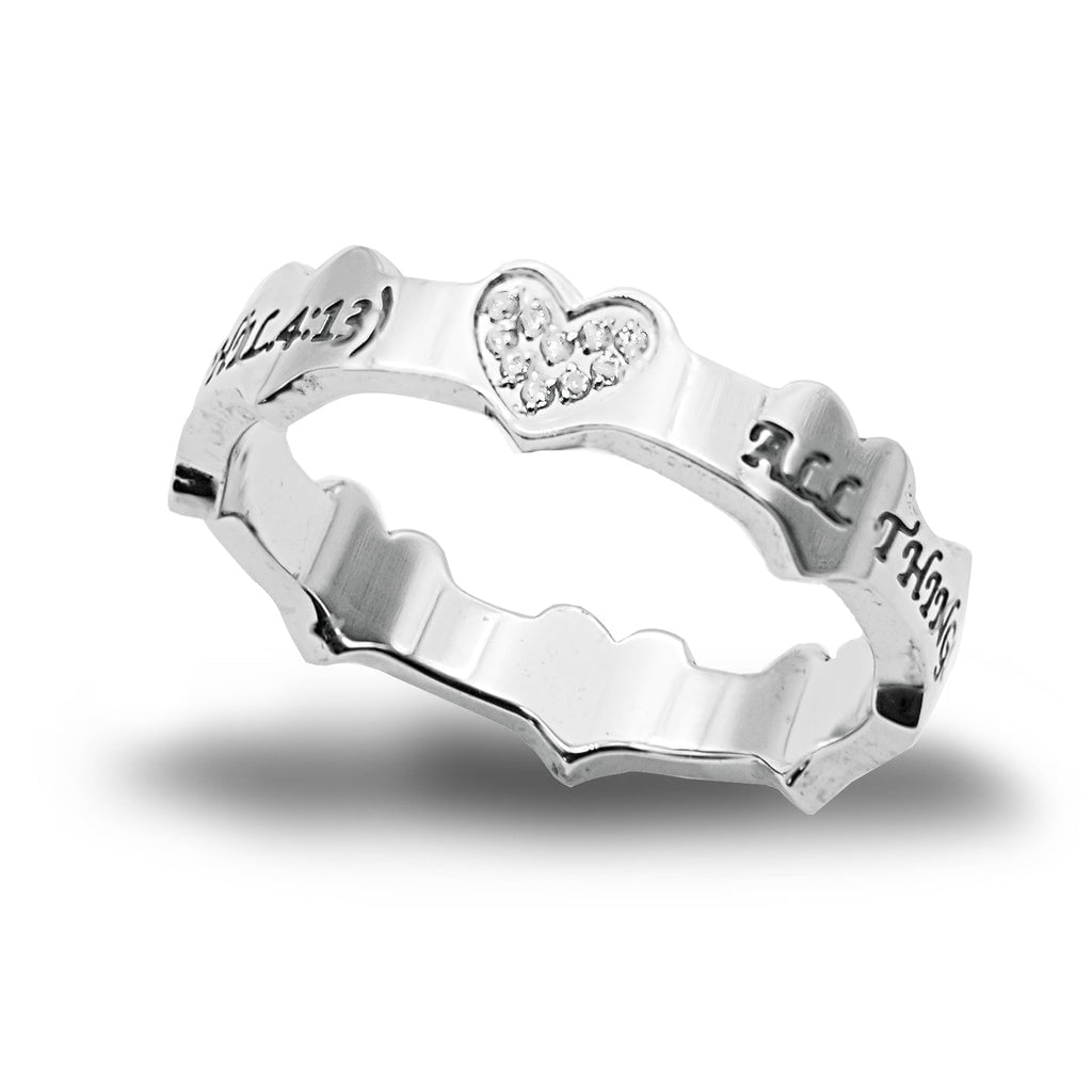 Royal Heart PHILIPPIANS 4:13 Ring, Steel with CZ Stones - Walmart.com