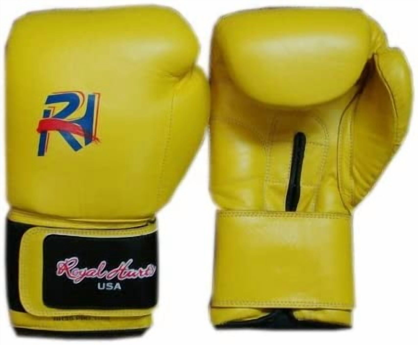 Royal Hurts Boxing Gloves in Top Grade Leather Yellow 10oz - Walmart.com