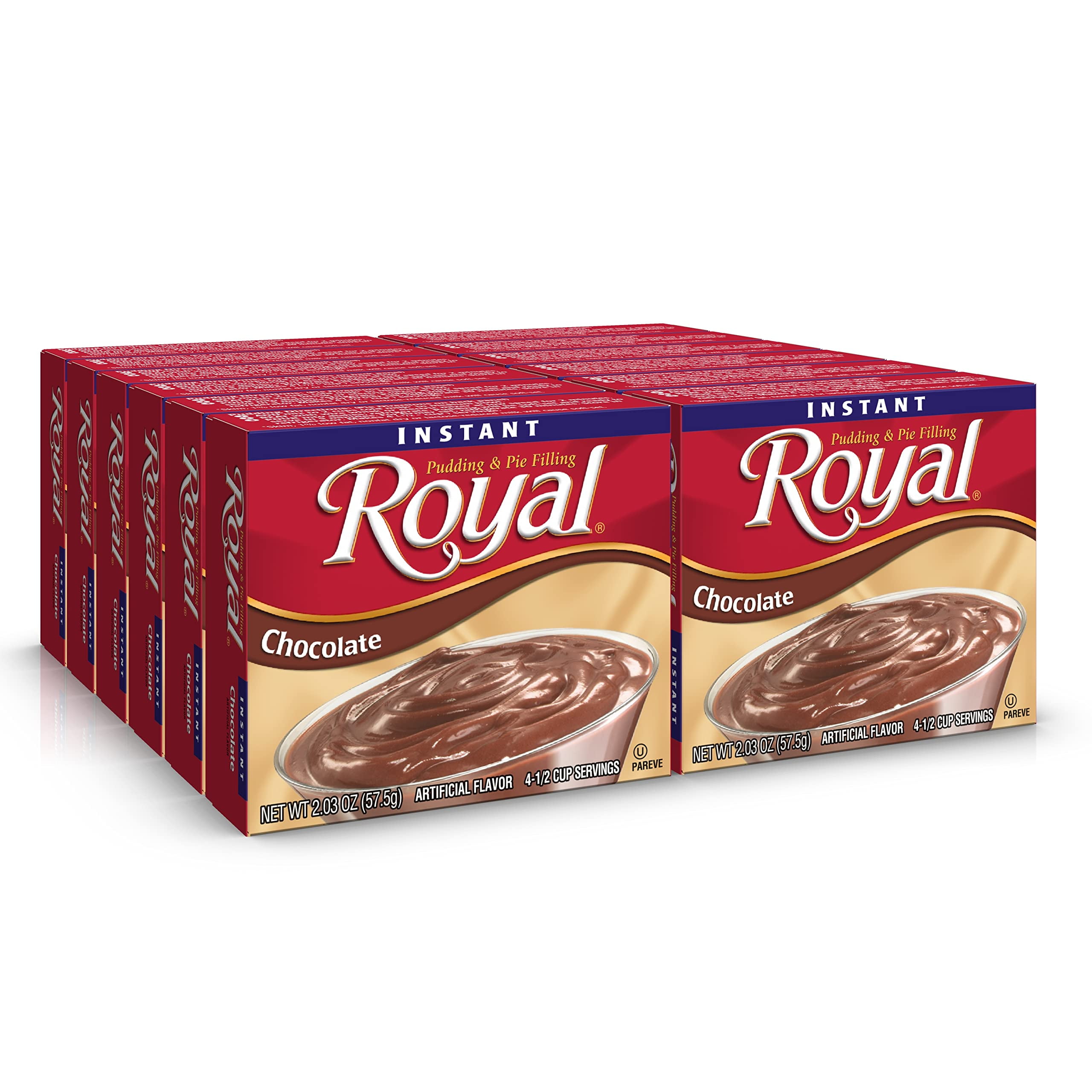 Royal Instant Pudding Dessert Mix, Chocolate, Fat Free (12 - 2 oz Boxes ...