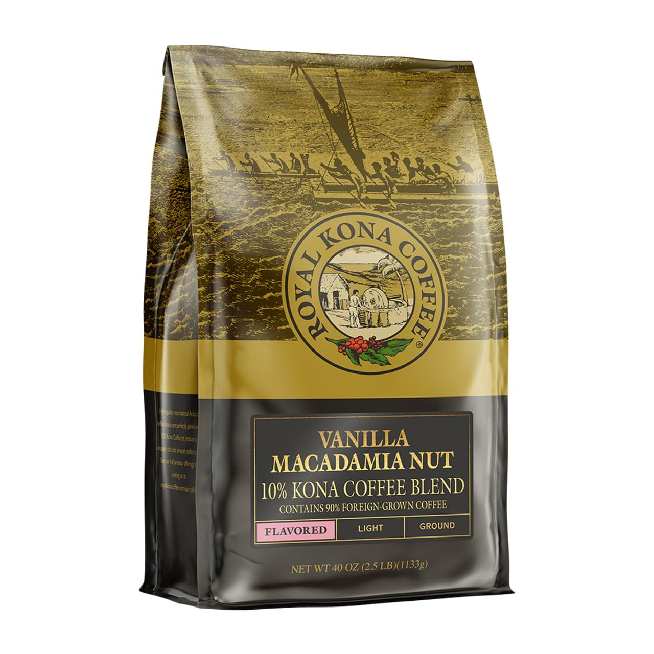 Royal Kona Vanilla Macadamia Nut Flavored Coffee, 10% Kona Blend, 40 ...