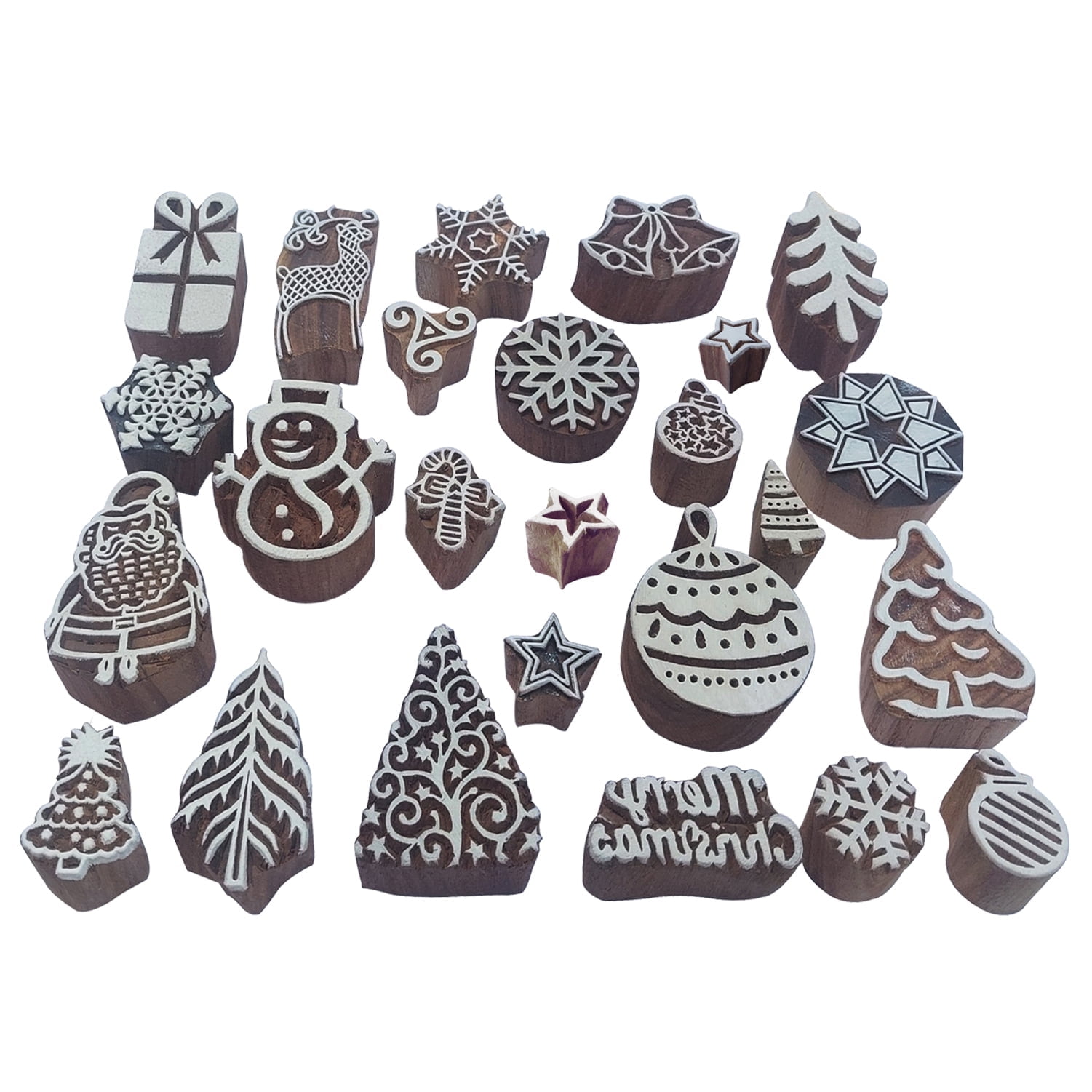 Royal Kraft Assorted Wooden Block Printing Stamps (Set of 25) Bulk01 ...