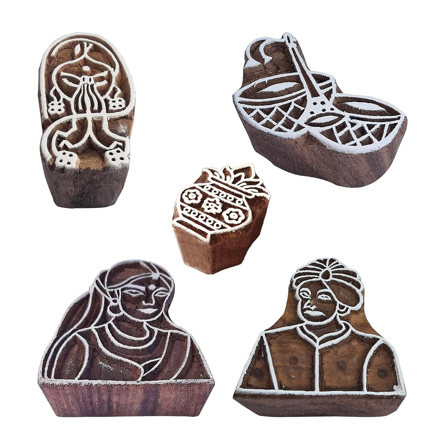 Royal Kraft Figure Wooden Printing Stamps Set of 5 DIY Henna Fabric ...