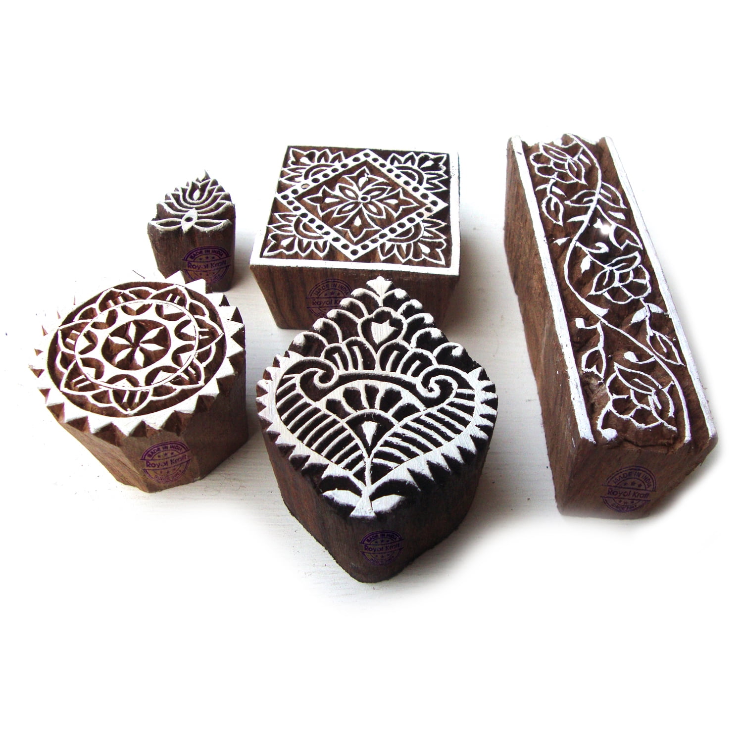 Royal Kraft Hand Carved Square and Border Pattern Wood Block Print ...
