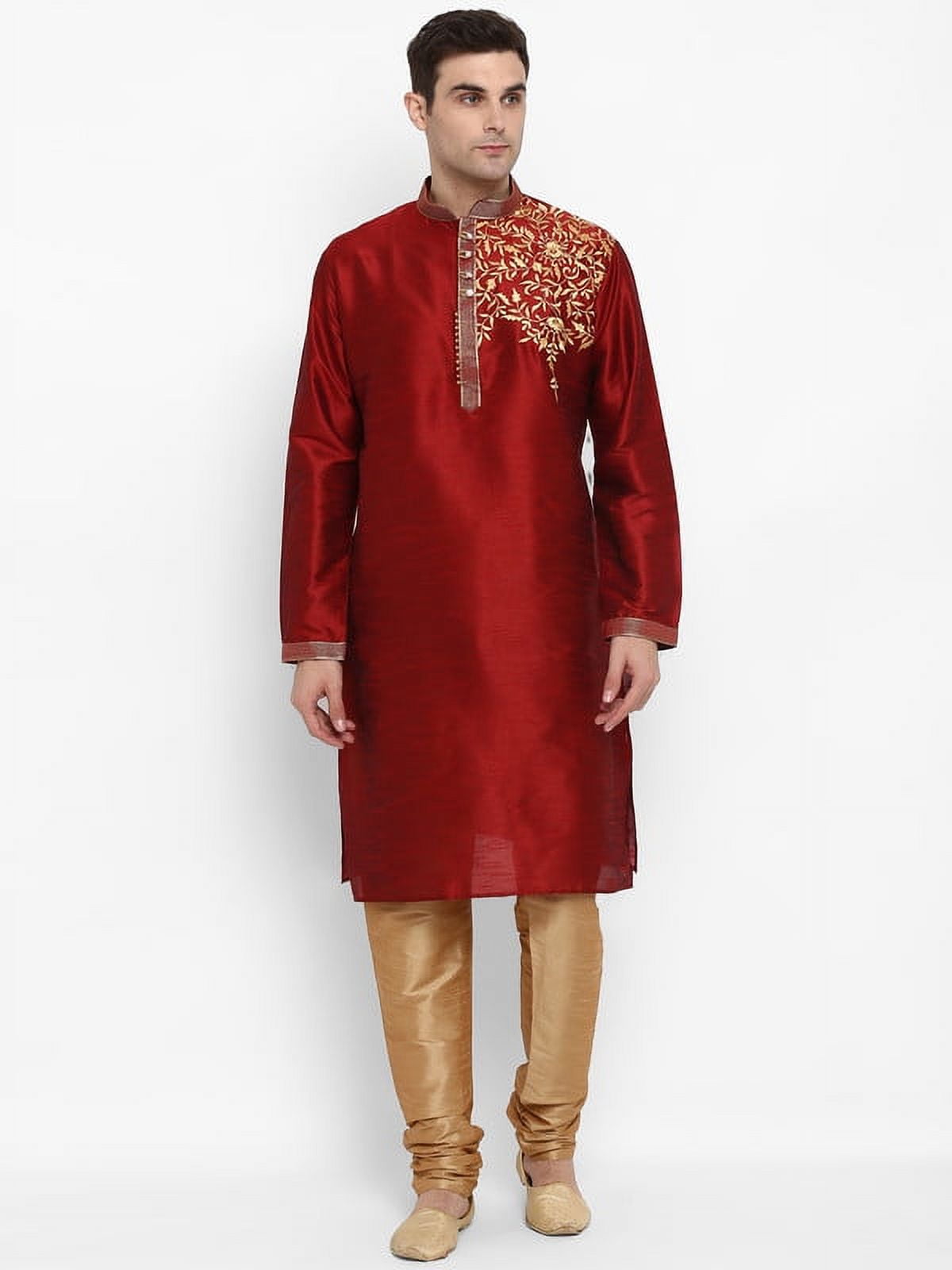 Royal Kurta Elegant Blue Silk Blend Patchwork Kurta and Maroon ...