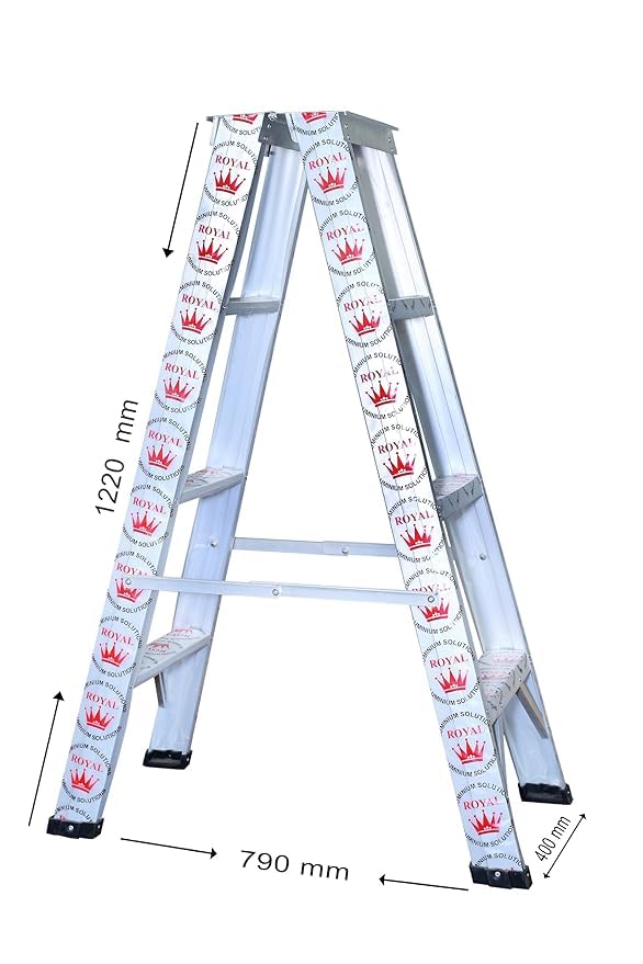 Royal Ladder Fila 2 Way Steps Folding Aluminum Ladder Silver Heavy 4 ...