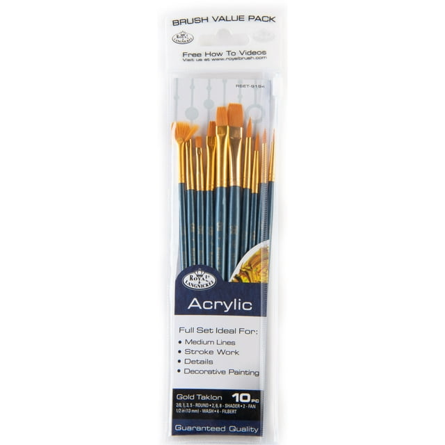 Royal & Langnickel - 10pc Gold Talkon Acrylic Artist Paint Brush Set ...