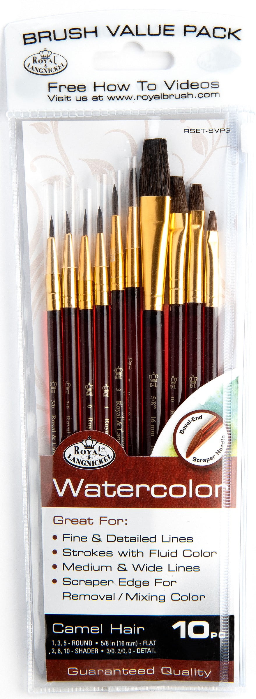 Royal & Langnickel - 10pc Super Value Synthetic Watercolor Artist Brush ...