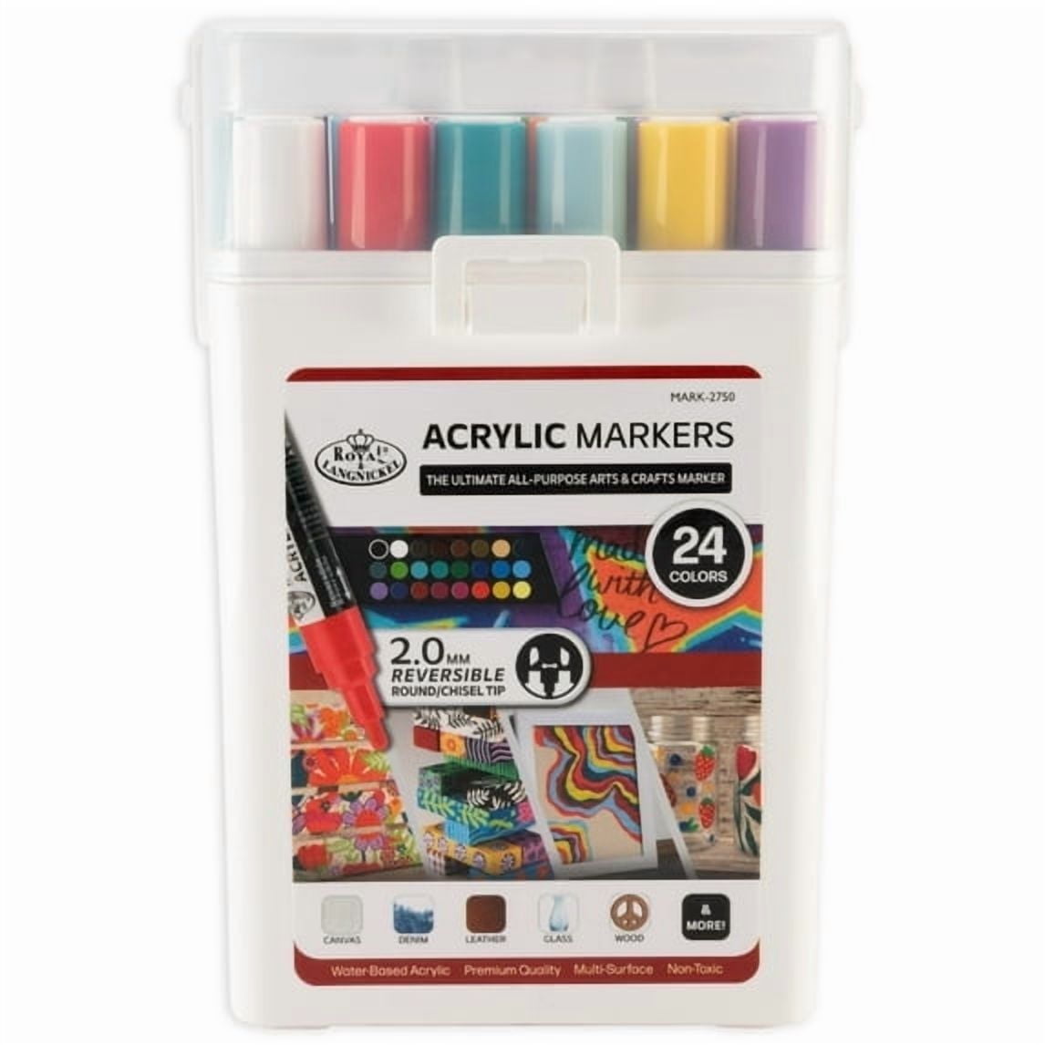 Royal & Langnickel - 24pc 2MM Acrylic Paint Marker Set, Primary Colors ...