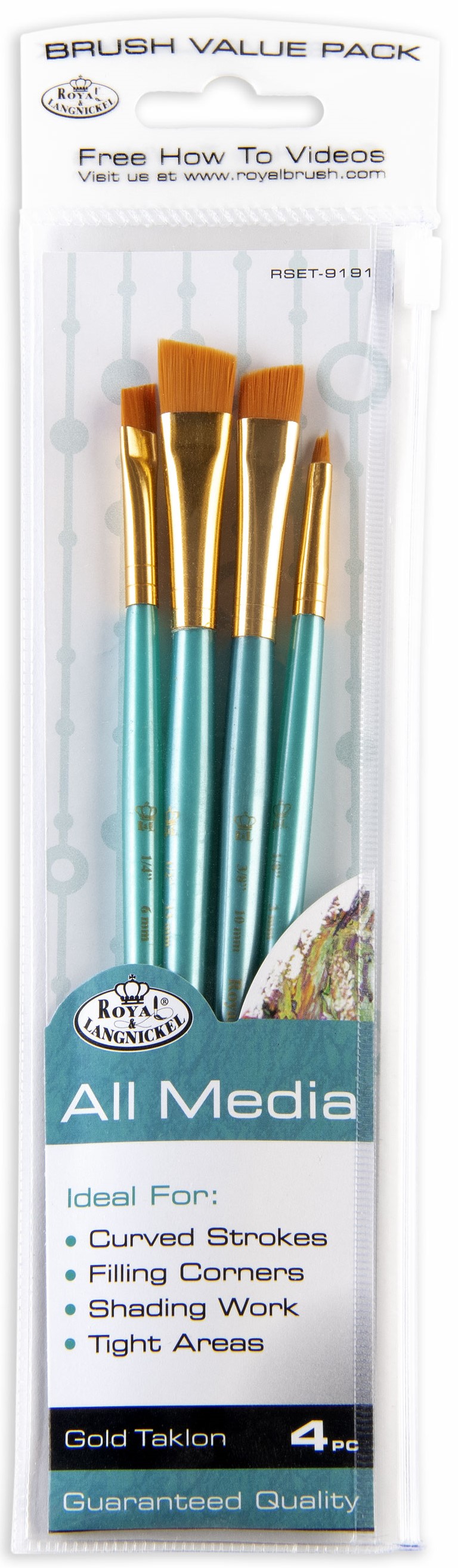 Taklon Angular Paintbrush Set: White, 4 pack - Walmart.com