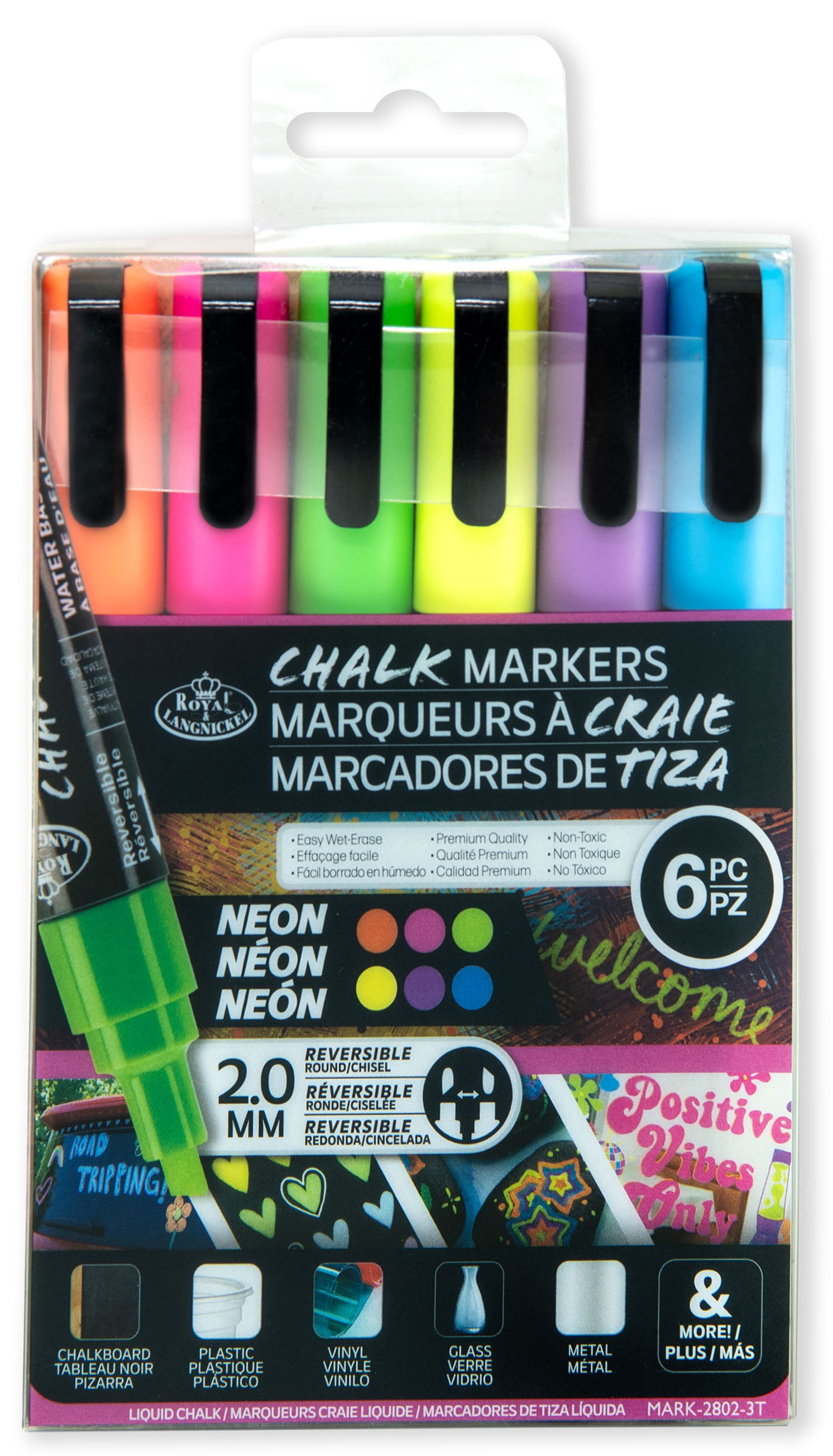 Royal & Langnickel 6 Piece 2mm Neon Chalk Marker Set - Walmart.com