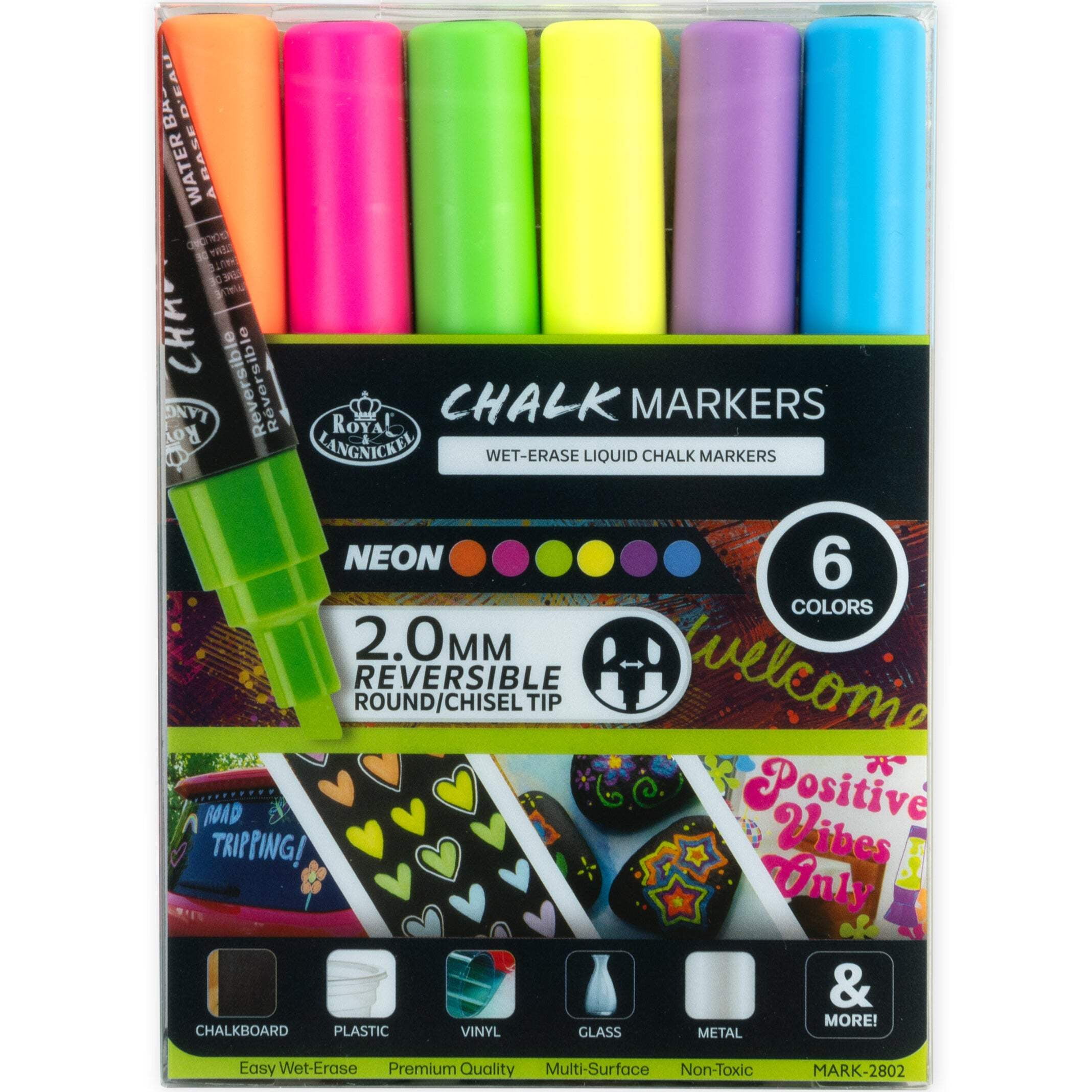 Royal & Langnickel 6 Piece 2.0 mm Neon Chalk Marker Set - Walmart.com
