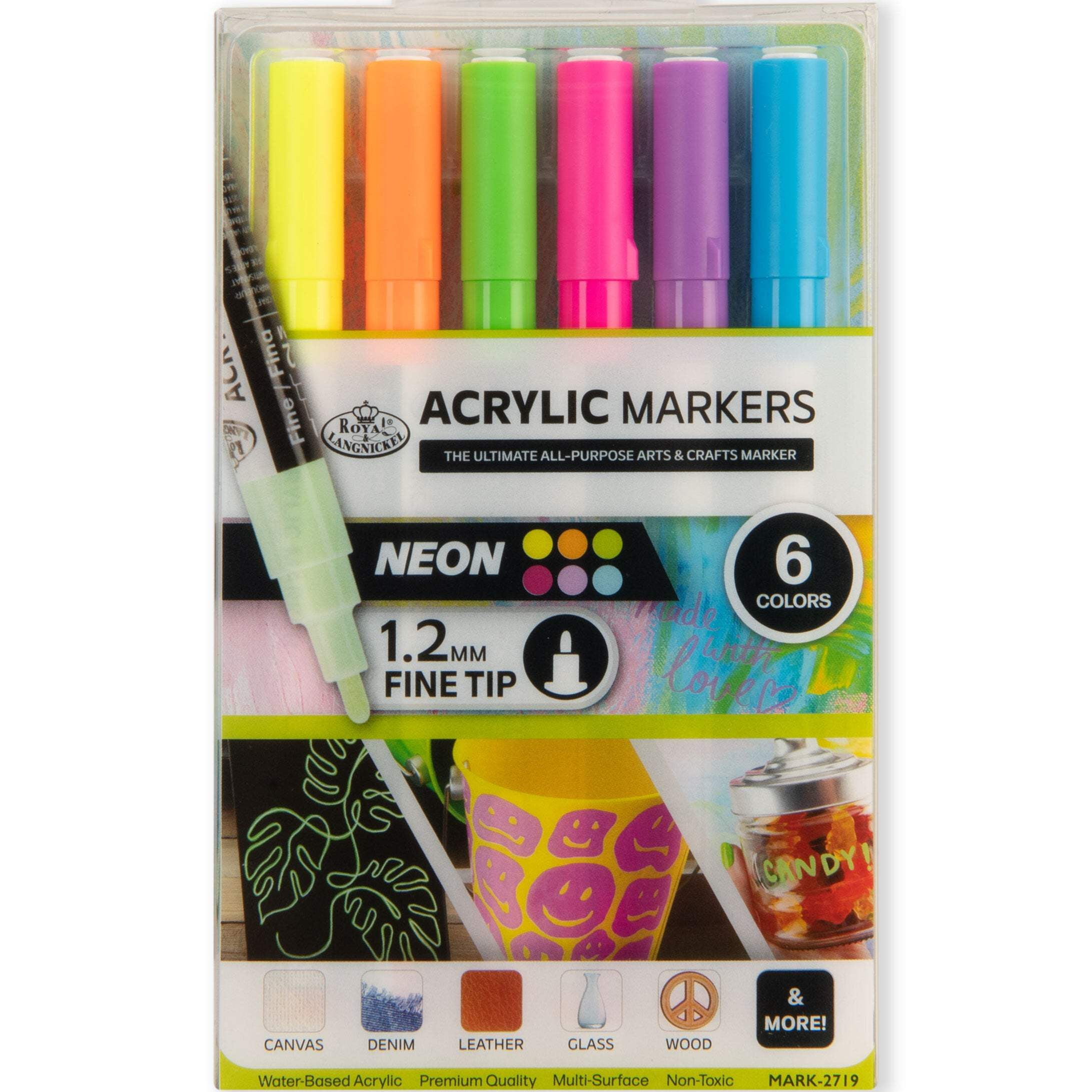Royal & Langnickel 6 Piece Acrylic 1.2mm Neon Markers - Walmart.com
