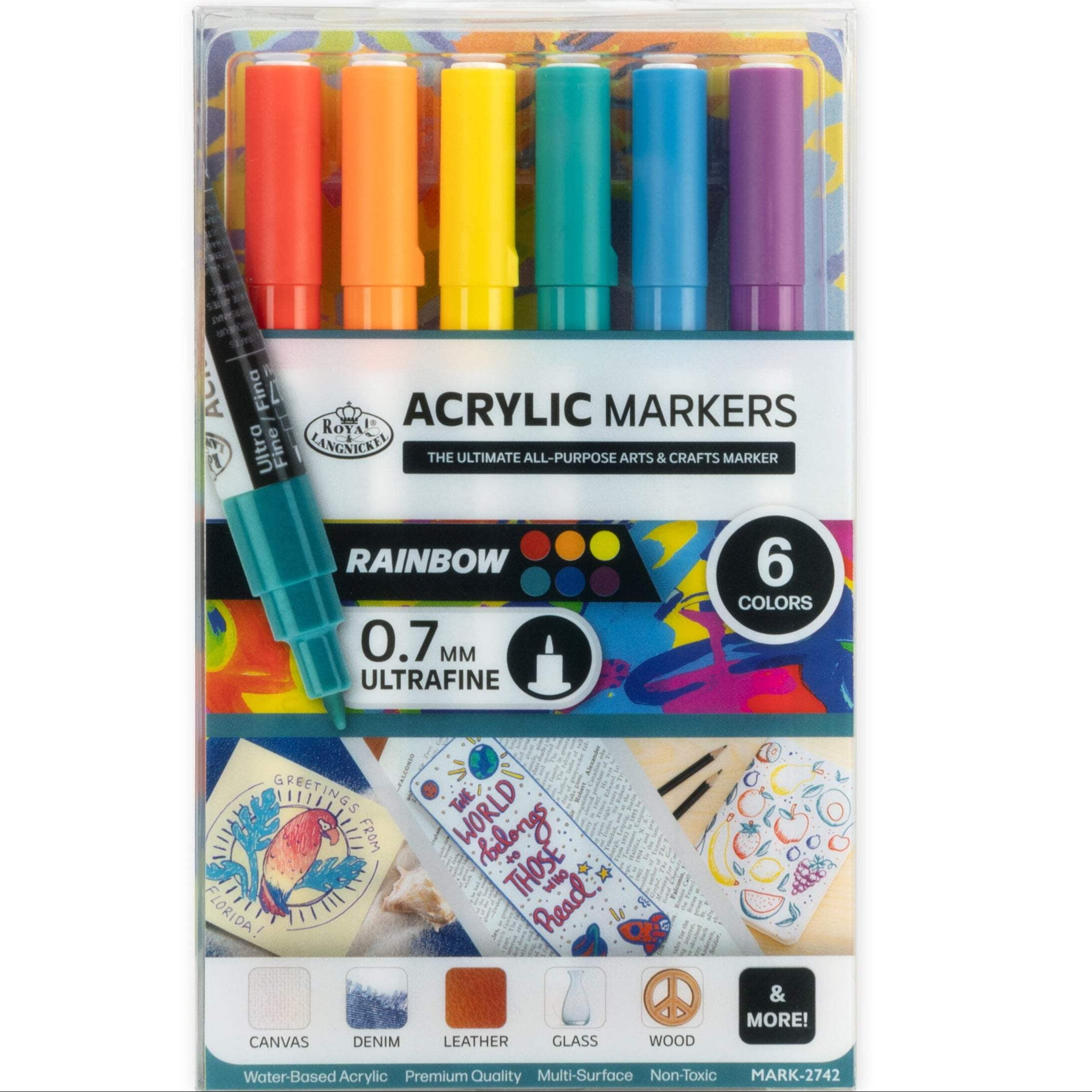Royal & Langnickel 6 Piece Acrylic .7mm Rainbow Markers - Walmart.com