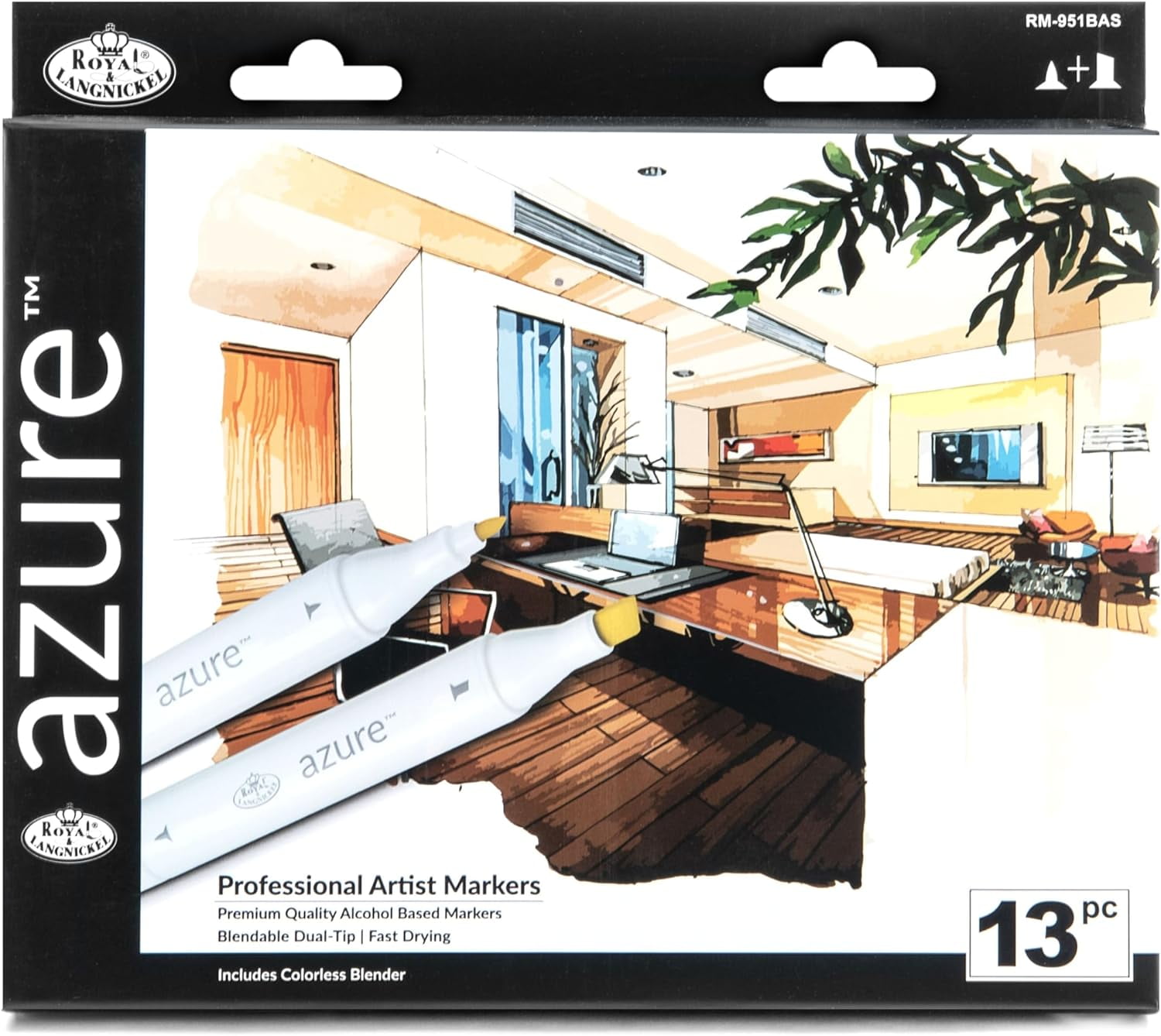 Royal & Langnickel Azure, 13pc Dual-Tip, Alcohol Based Marker Set ...