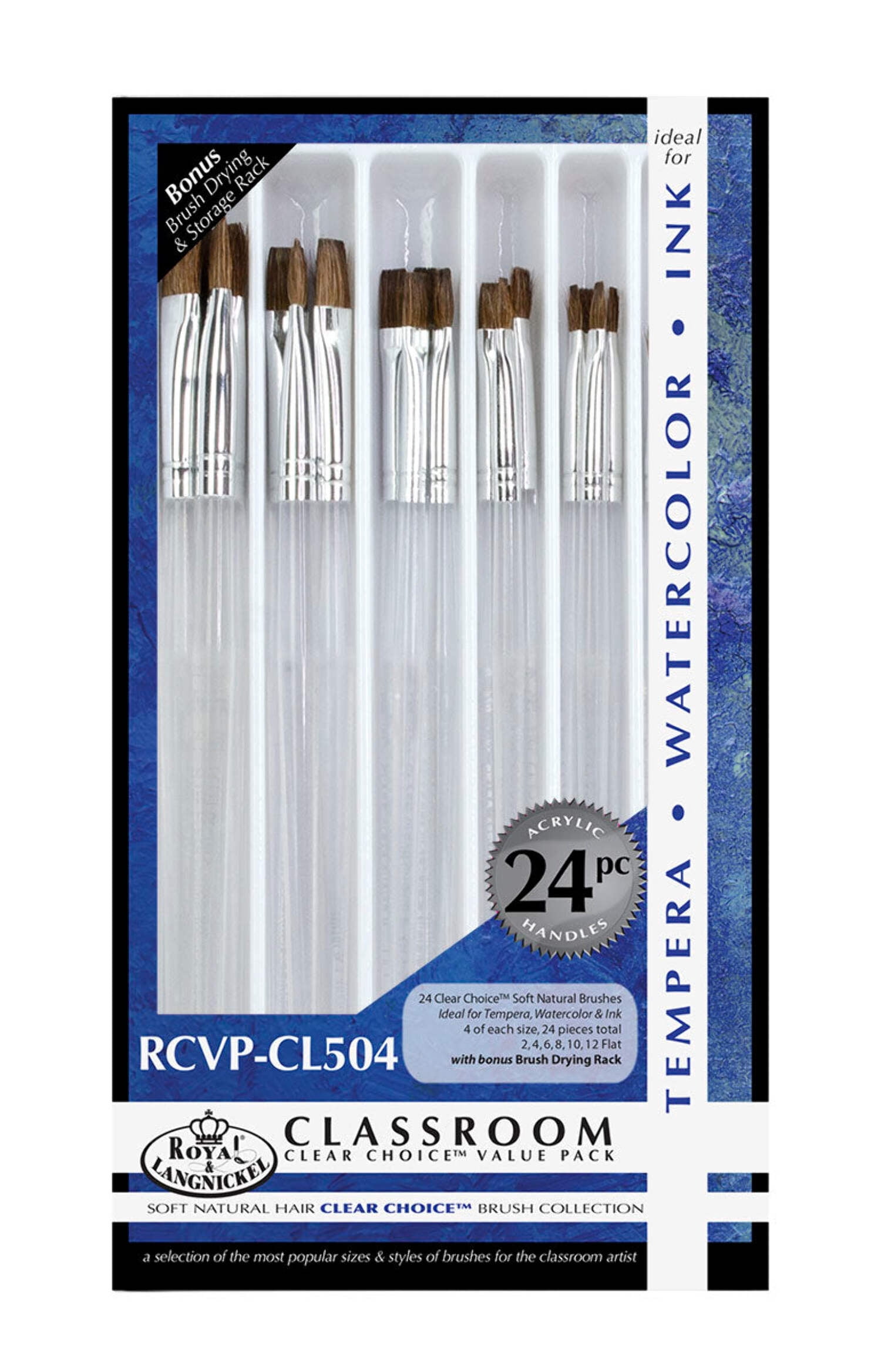 RCVP-CL504 | Clear Choice 24pc Natural Hair Flat Brush Set - Walmart.com