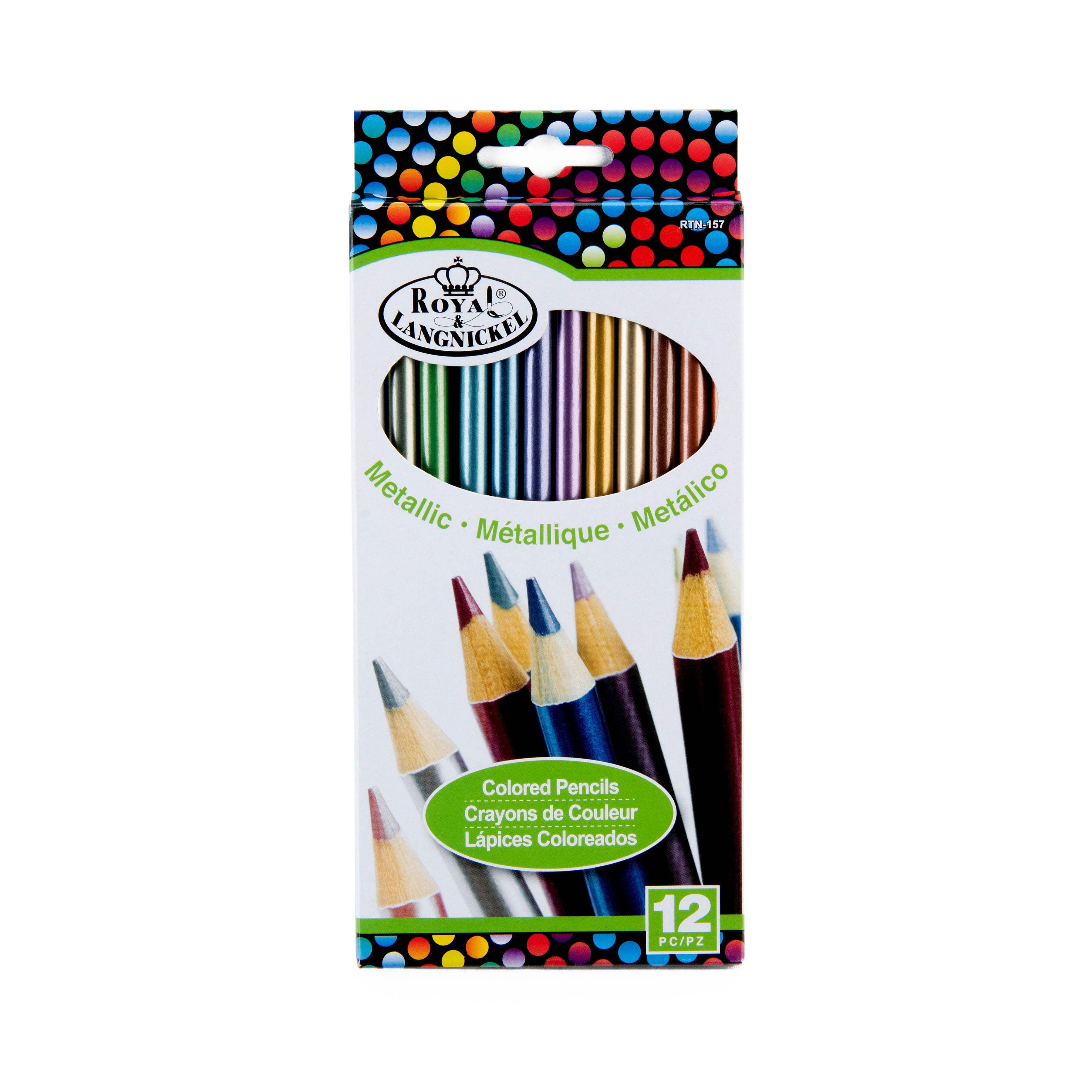 Royal Langnickel Artist Art Blending Set - Metallic Colored Pencils, 12 ...
