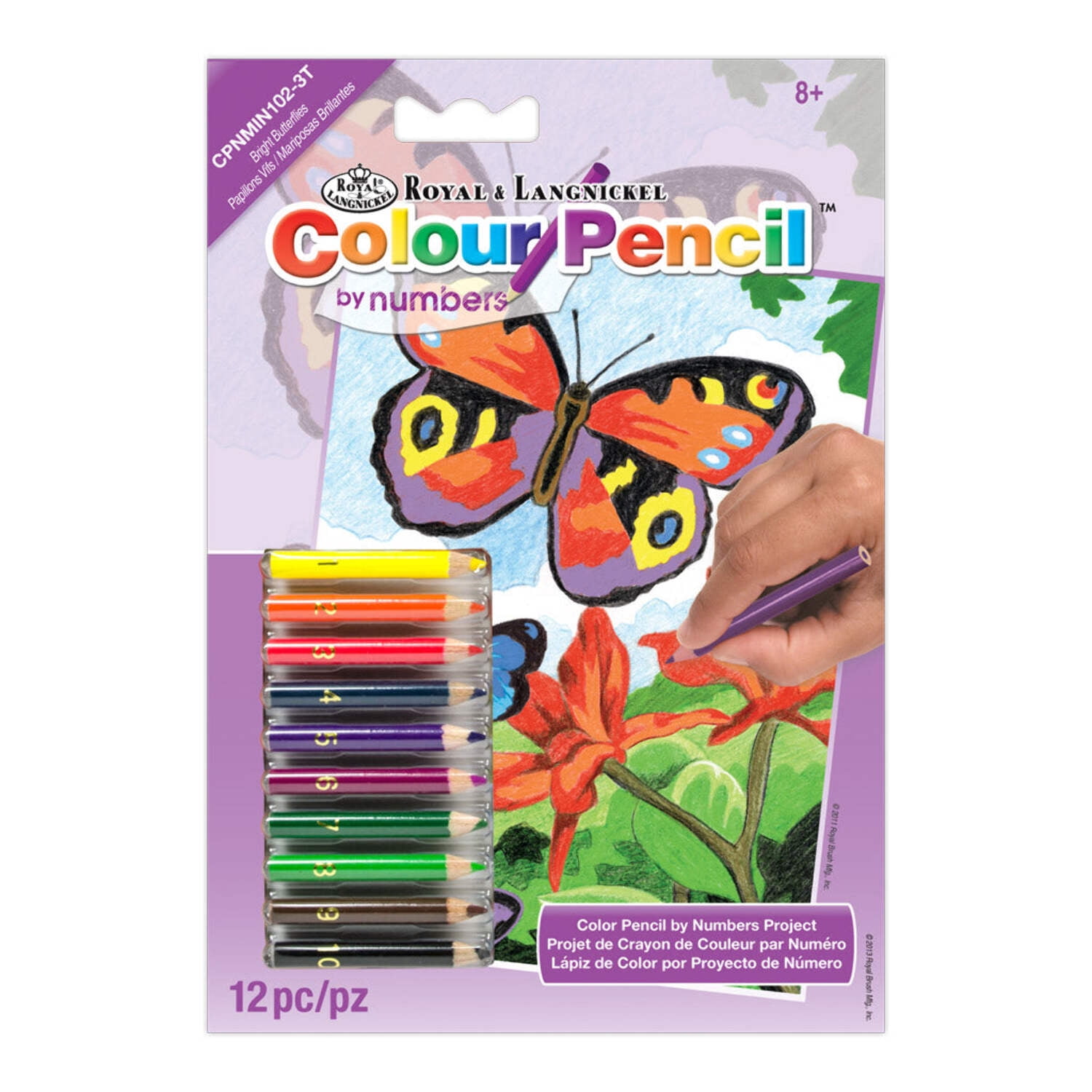 CPNMIN-102 | Colour Pencil by numbers™ 12pc 5" x 7" Bright Butterflies ...