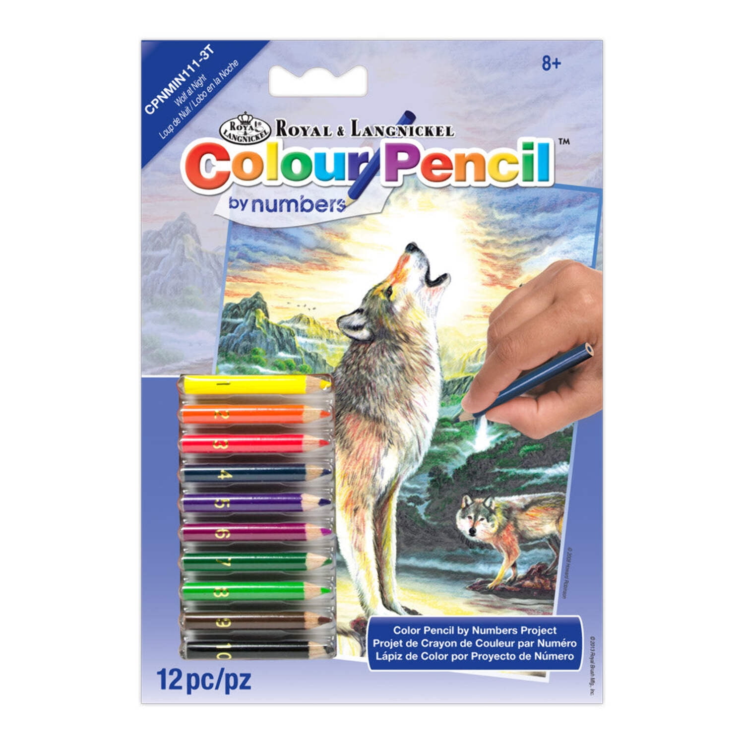 CPNMIN-111 | Colour Pencil by numbers™ 12pc 5" x 7" Wolves Project ...