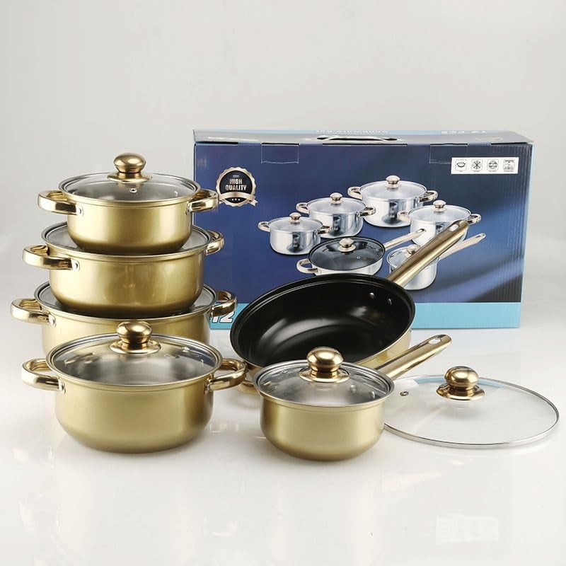 Royal Louis Cookware Sets, 12 Pcs Stainless Steel Cooking Pot Set ...