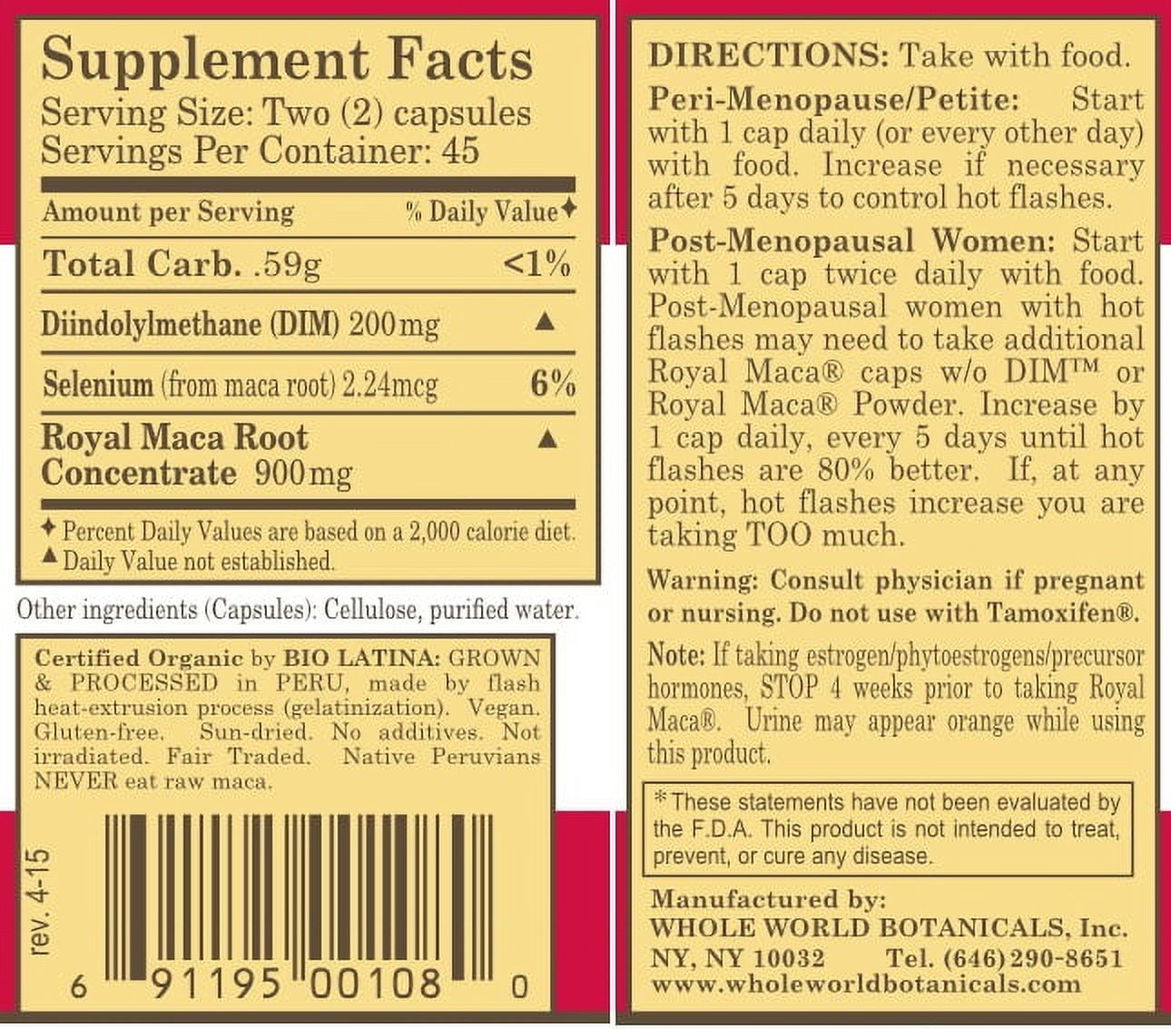 Royal Maca® Plus with DIM, Organic Peruvian Maca Root, Vegan, Non-GMO ...