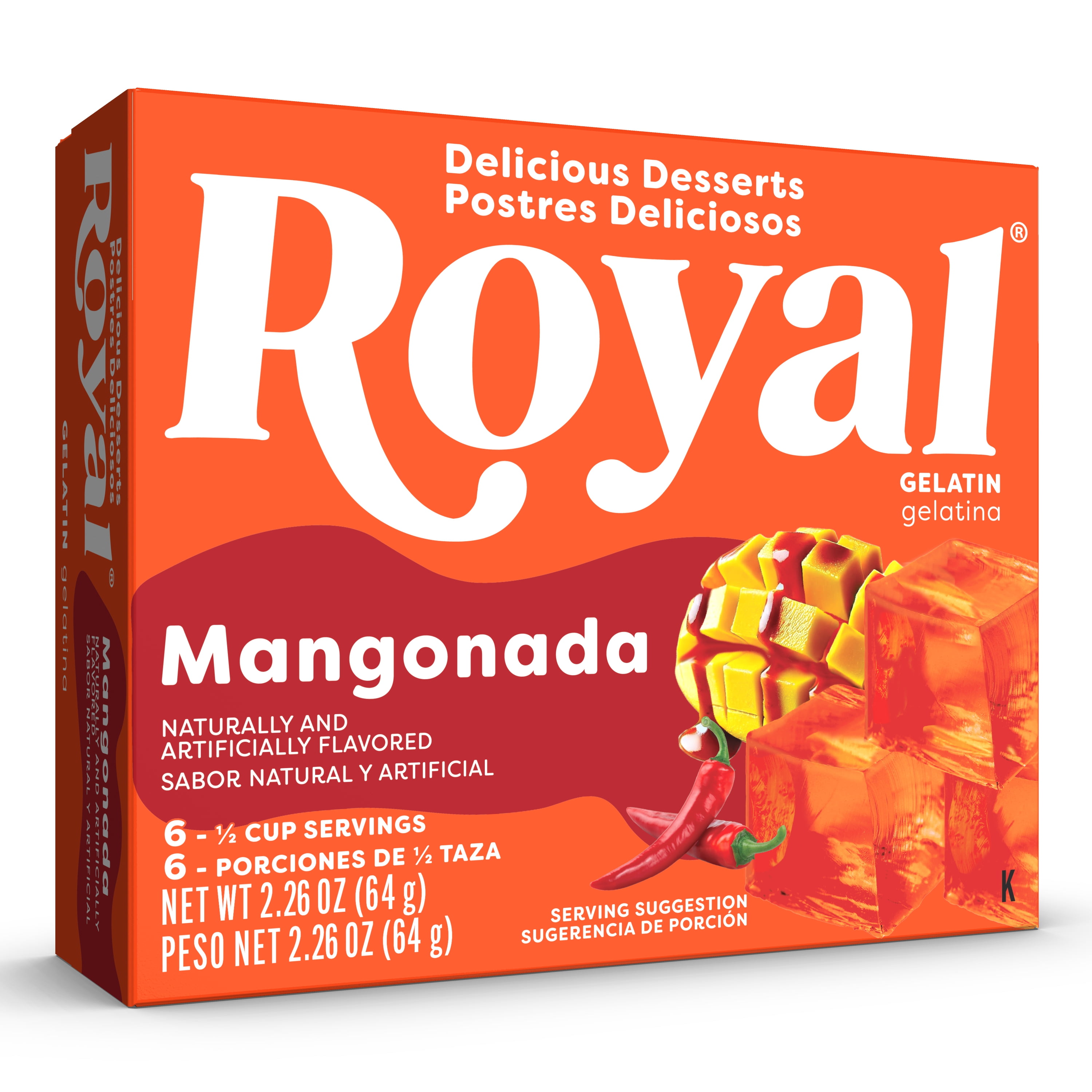 Royal Mangonada Gelatin Dessert Mix, Fat-Free, 6 Servings, 2.26 oz Box ...