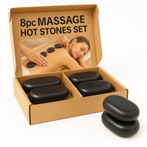 Sivan Health 8-Piece Therapeutic Black Basalt Hot Stone Massage Kit for ...