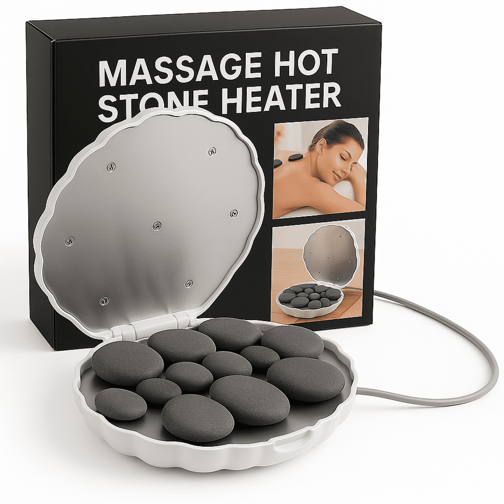 Royal Massage Large Clamshell Hot Stone Heater with 12 Hot Stones ...