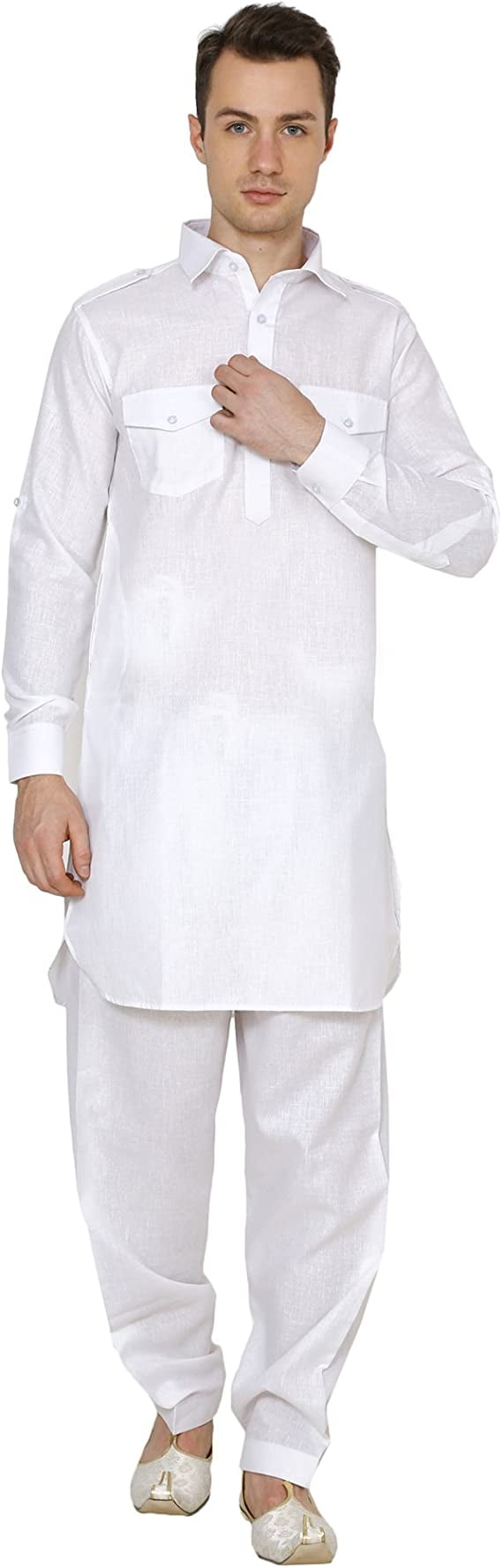 Royal Men's Super Luxury White Pathani Kurta & Salwar Set - Walmart.com