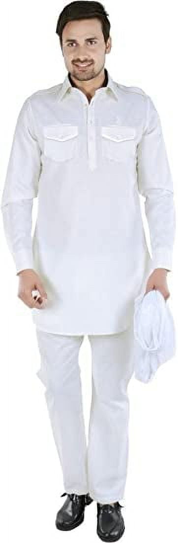 Royal Men's White Linen Pathani Set - Walmart.com