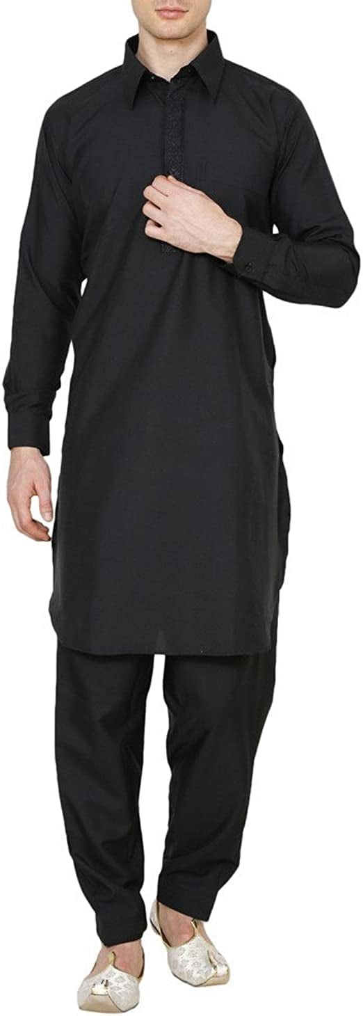 Royal Men's Embroidered Classic Collar Pathani Suit - Walmart.com