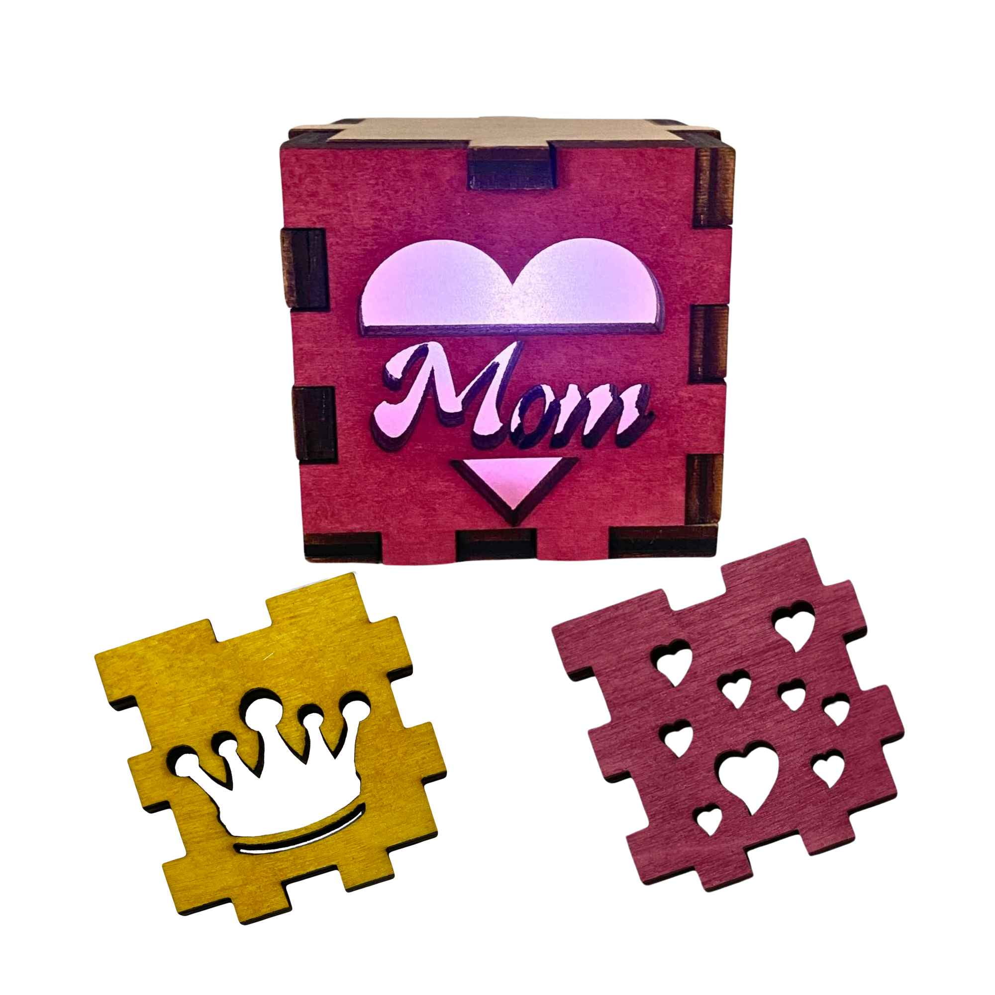 Royal Mom Gift Bundle Wooden 2in Cubed Light Box With Interchangeable