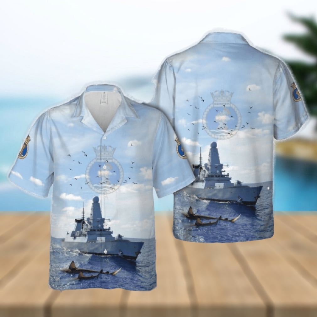 Royal Navy HMS Dauntless D33 Hawaiian Shirt Tropical Beach - Walmart.com