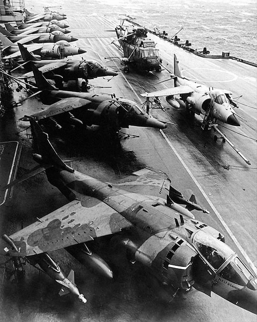 Royal Navy Sea Harriers and Sea King on HMS Hermes - 24x36 Inch Glossy ...